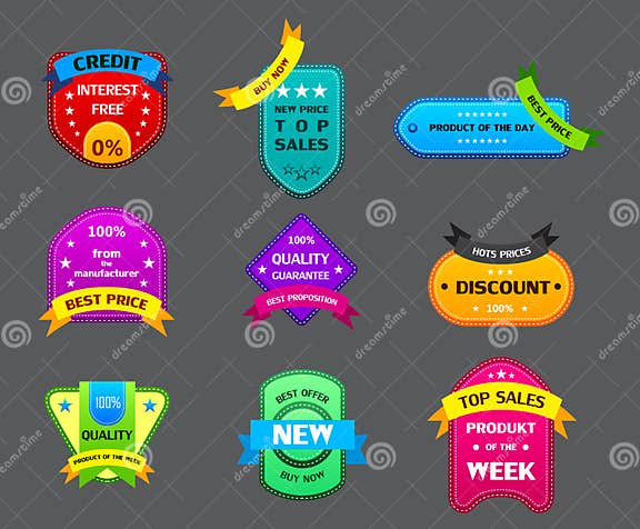 Collection of Many Authentic Labels Stock Illustration - Illustration ...