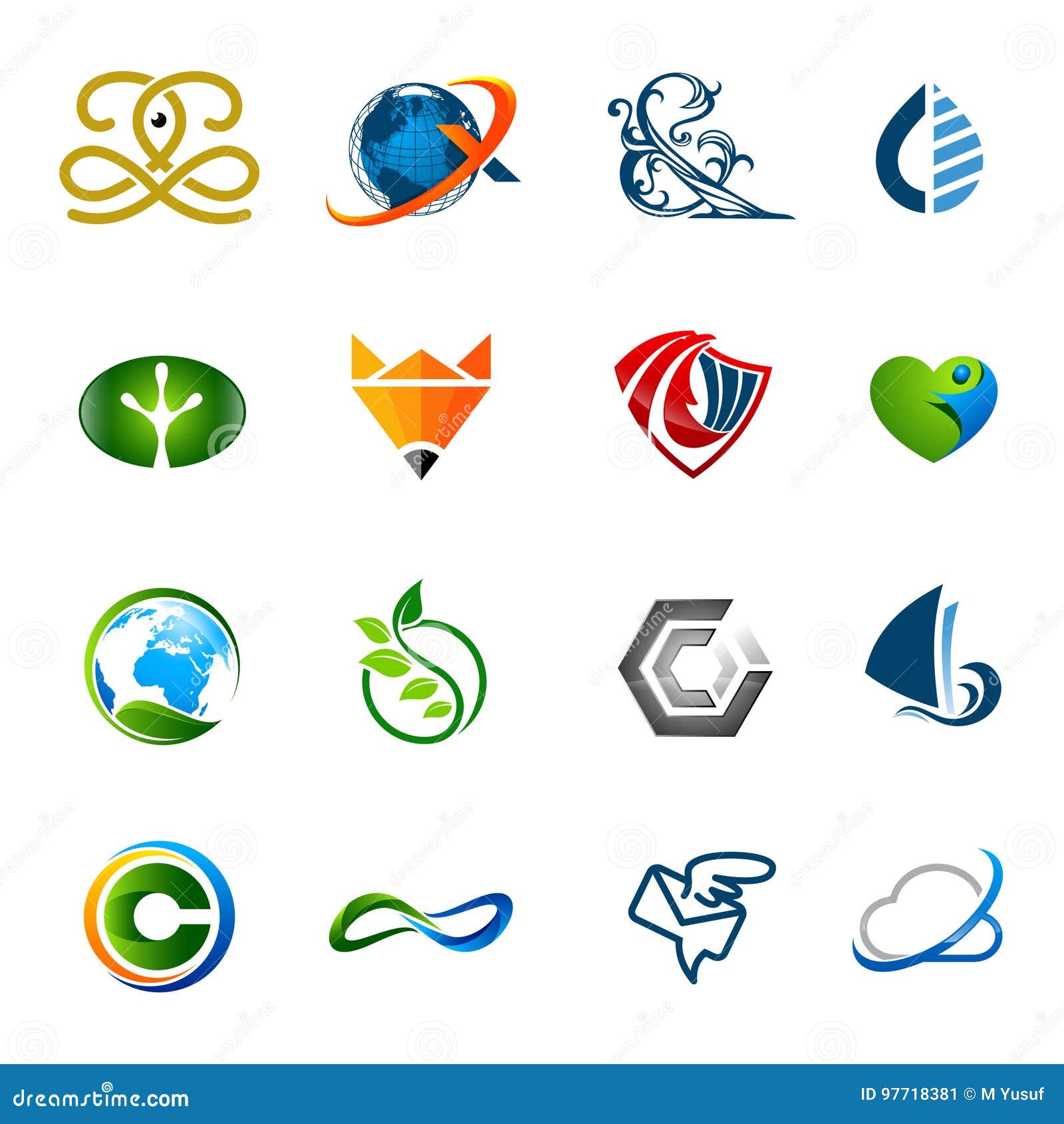 Collection of Many Different Logos with Colors of Gradation, 2D, Stock ... Collection of Many Different Logos with Colors of Gradation, 2D, Stock ...