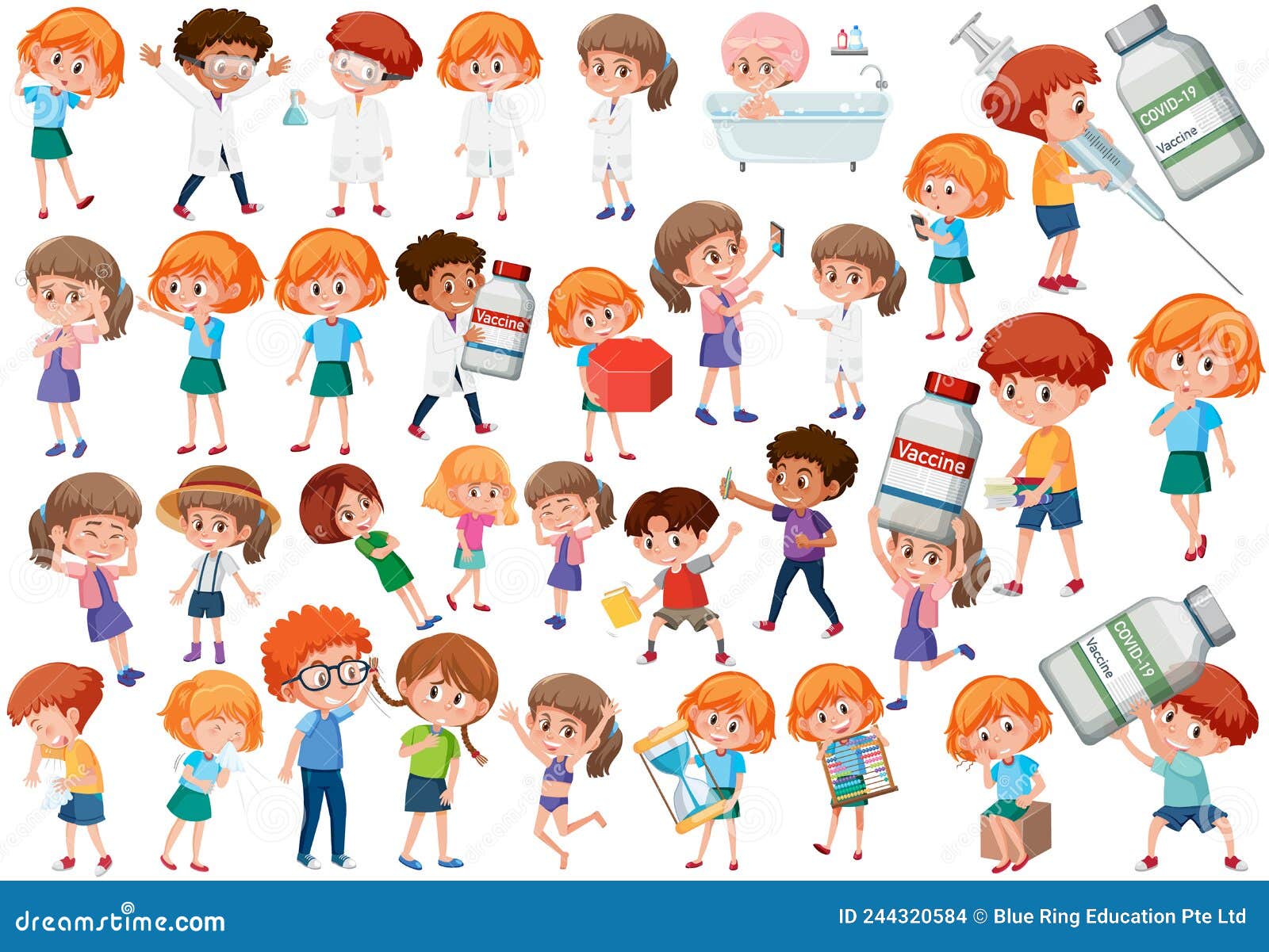 Collection of Many Kids Doing Different Activities Stock Vector ...