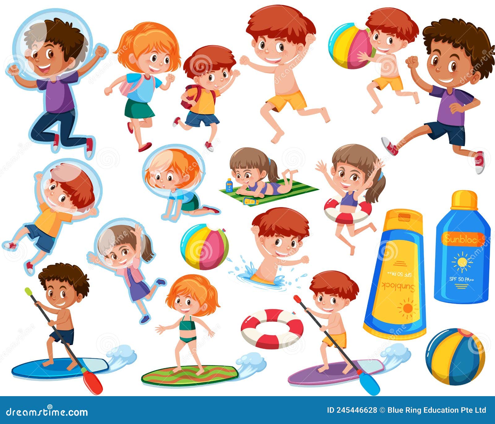 Collection of Many Kids Doing Different Activities Stock Vector ...
