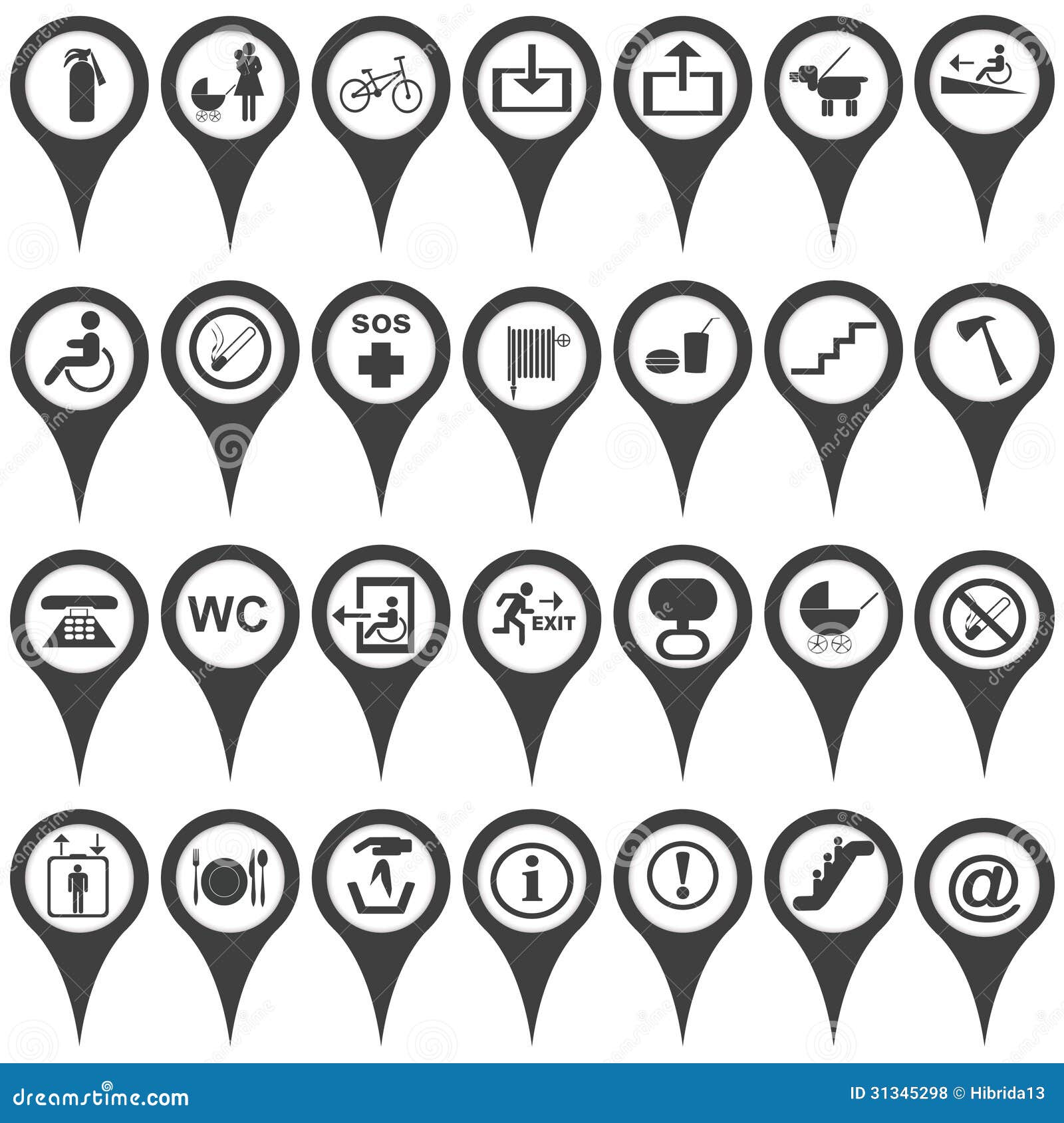 Collection of Map Markers with International Signs Stock Vector ...