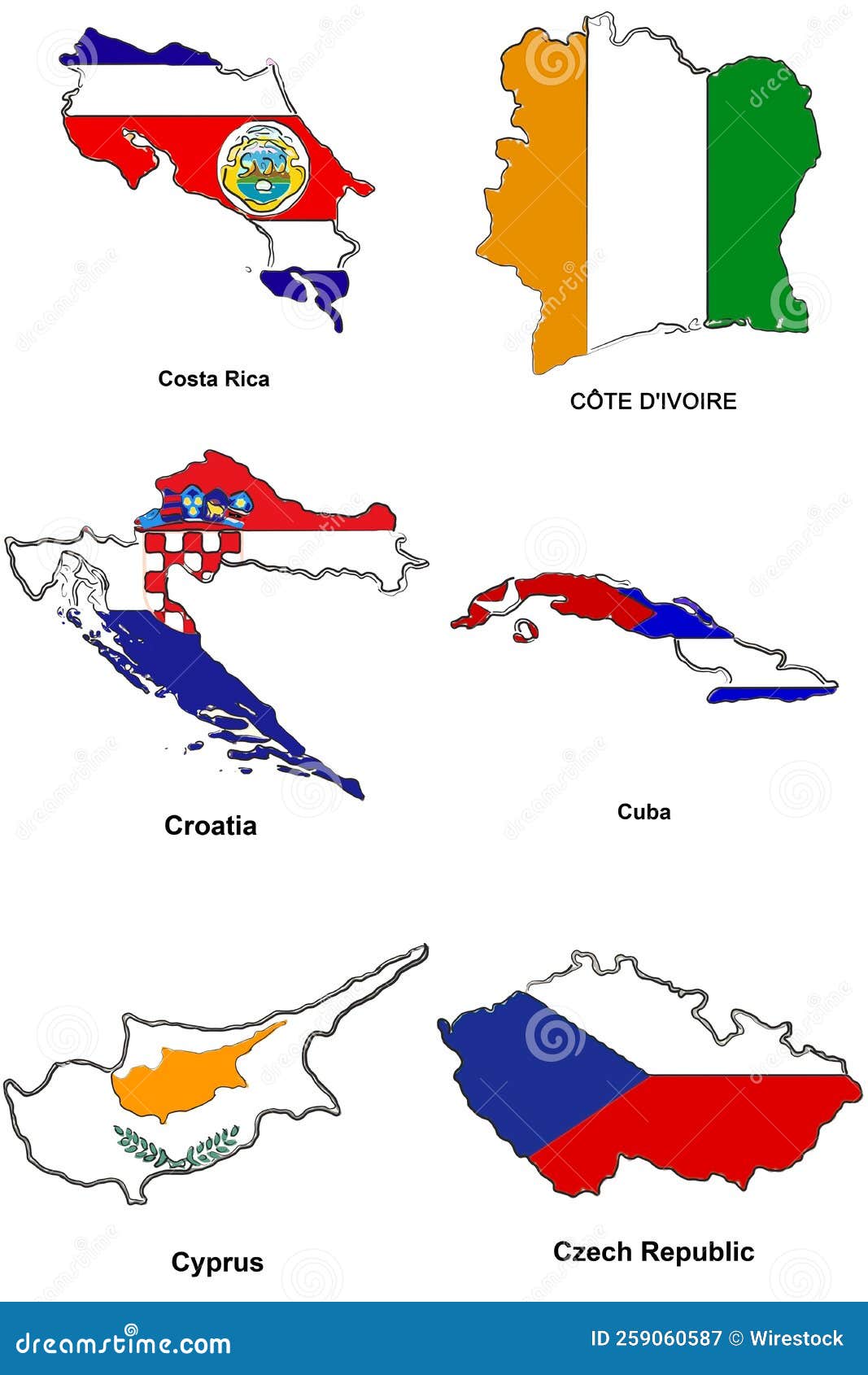 World Flag Map Stylized Sketches 08 Stock Illustration - Illustration ...