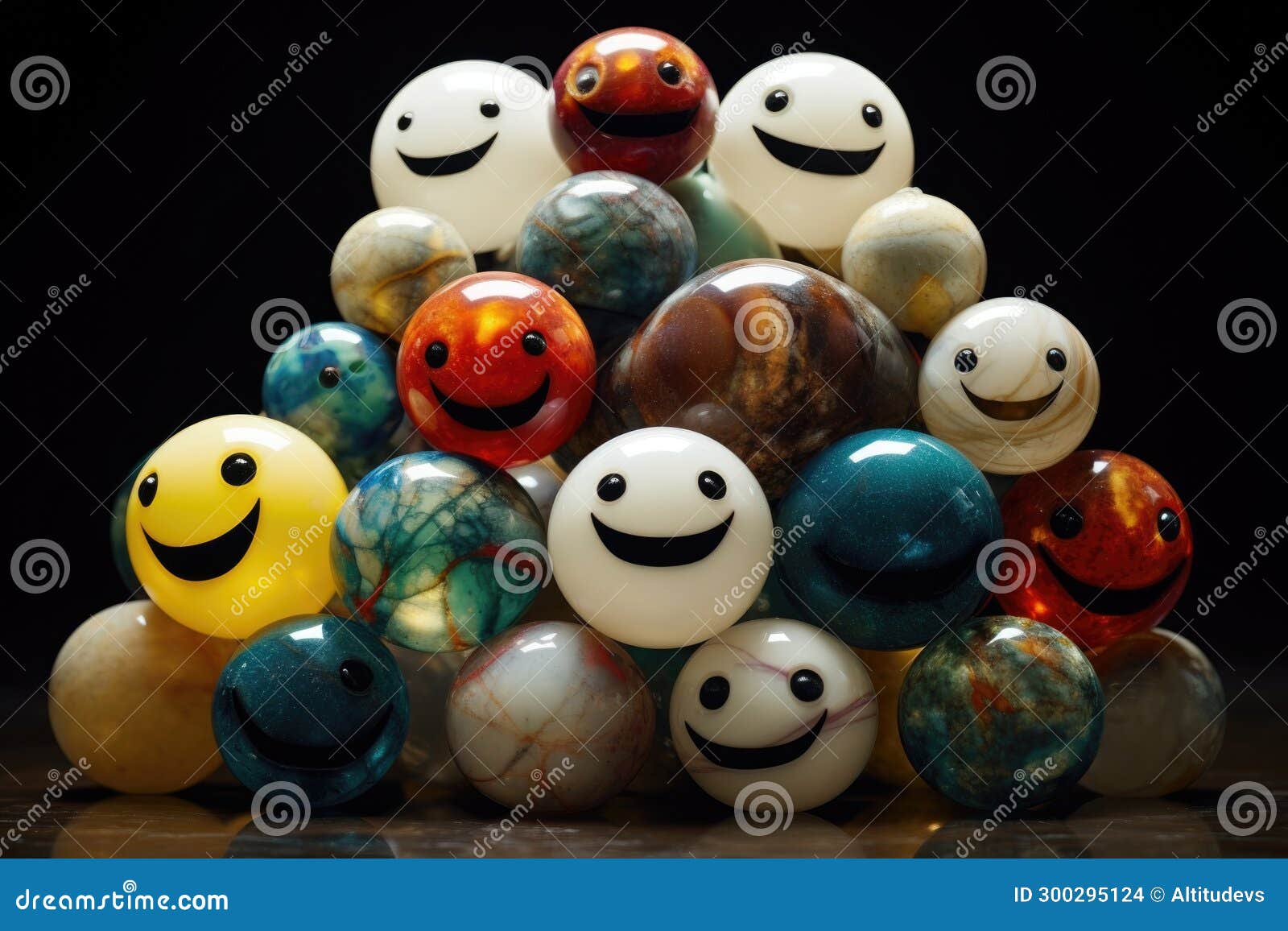 A Collection of Marbles Forming the Shape of a Smiling Face Stock ...