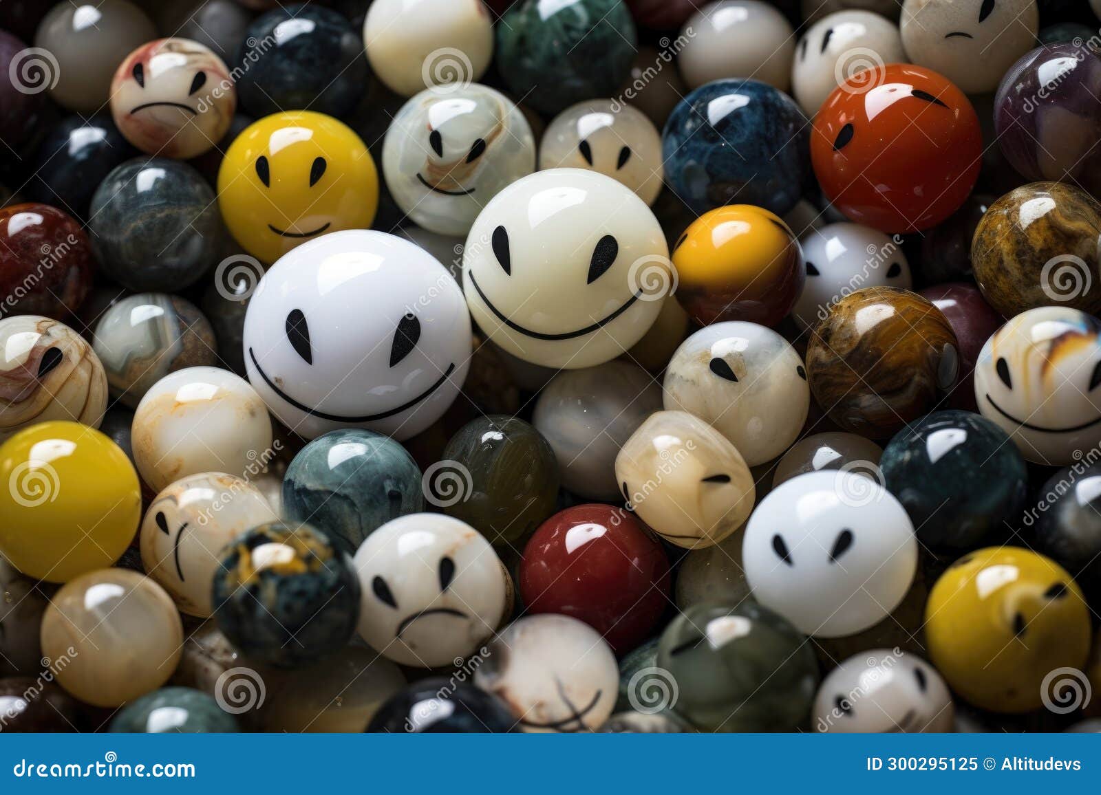 A Collection of Marbles Forming the Shape of a Smiling Face Stock ...