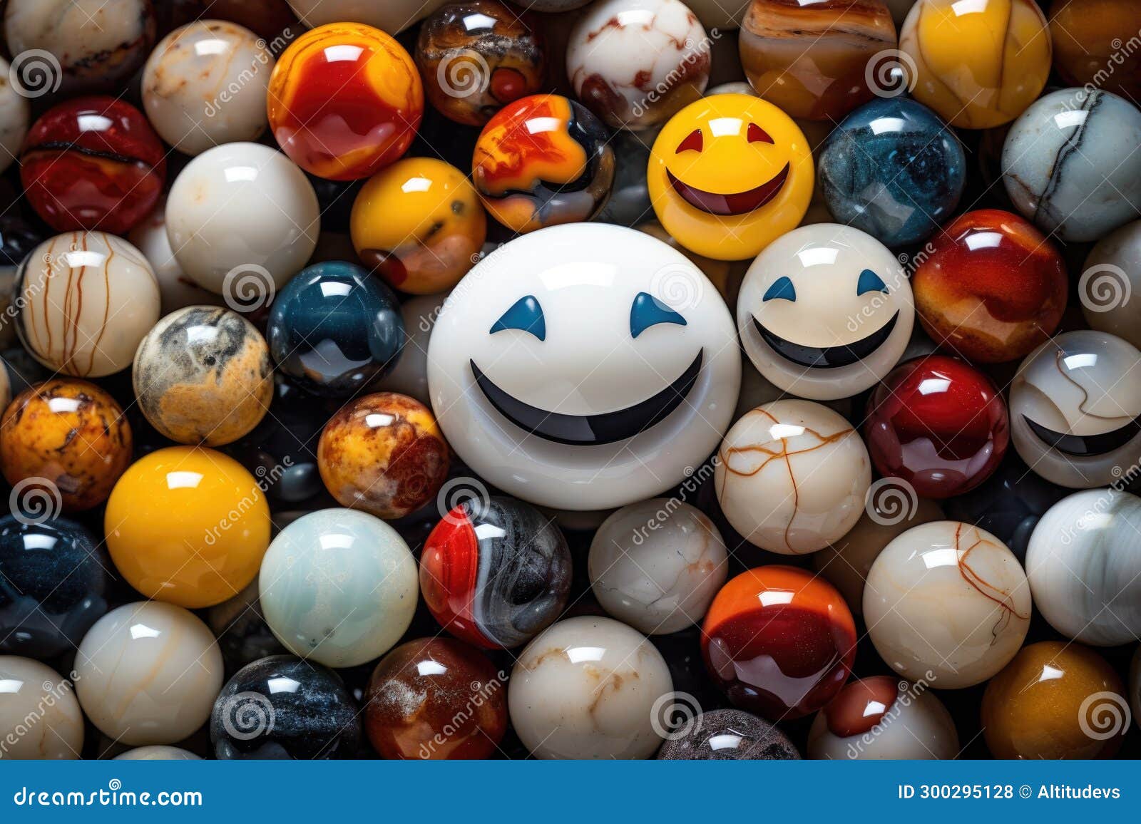 A Collection of Marbles Forming the Shape of a Smiling Face Stock Photo ...