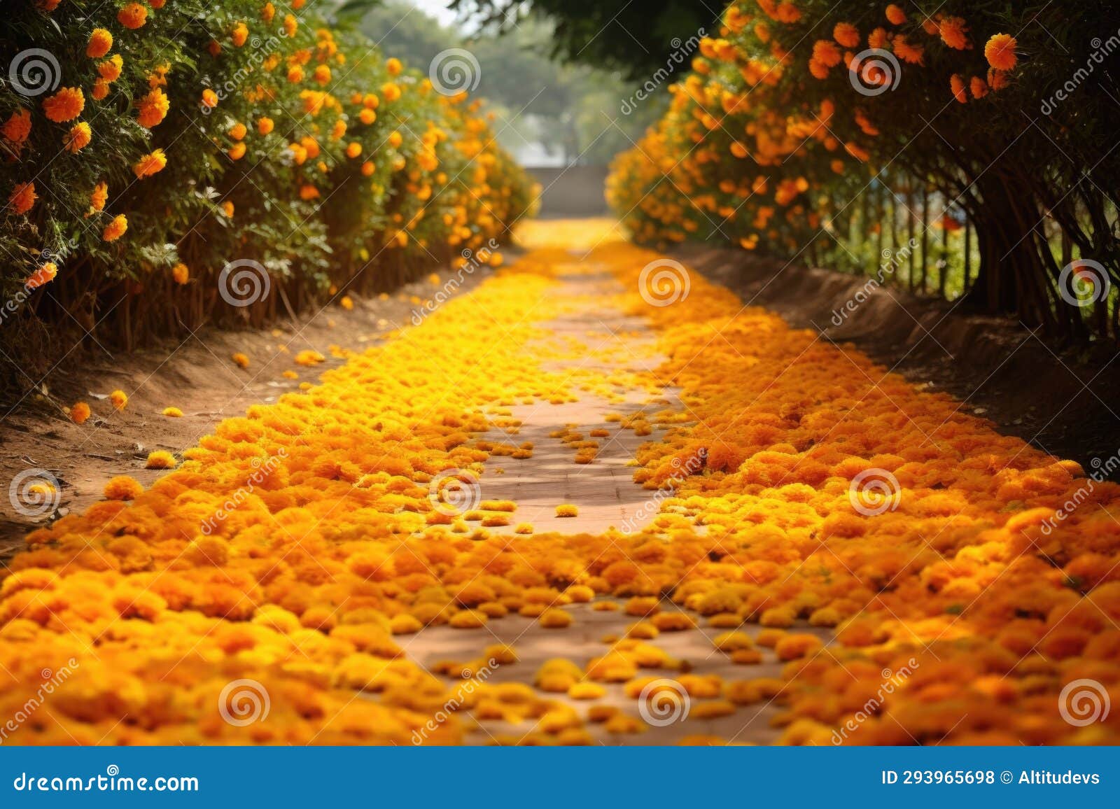 Collection of Marigold Petals Leading in a Path Stock Illustration ...