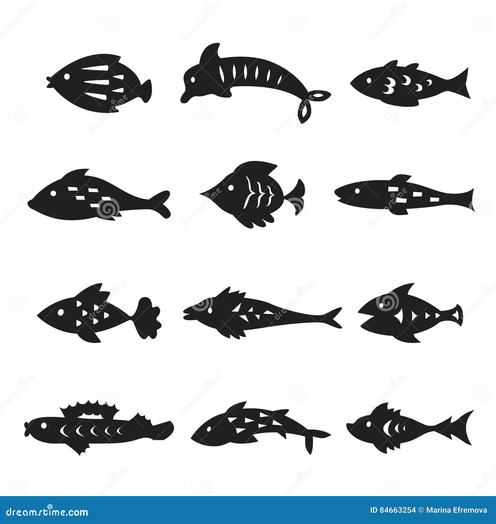 The Collection of Marine Fish. Stock Vector - Illustration of marine ...