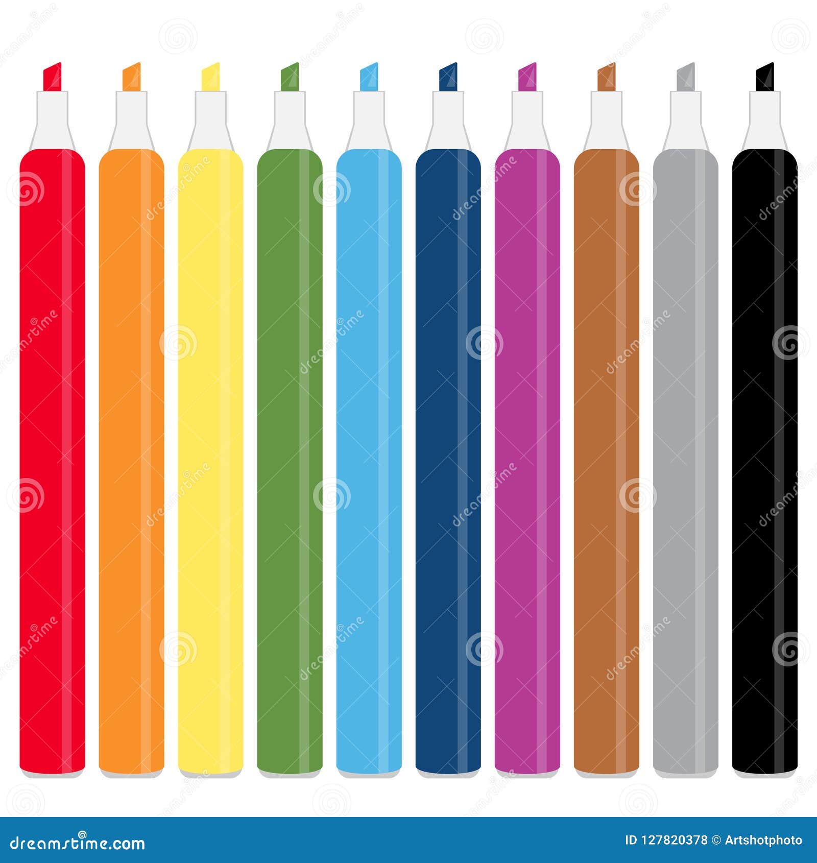 Collection of Markers of Different Colors Stock Vector - Illustration ...
