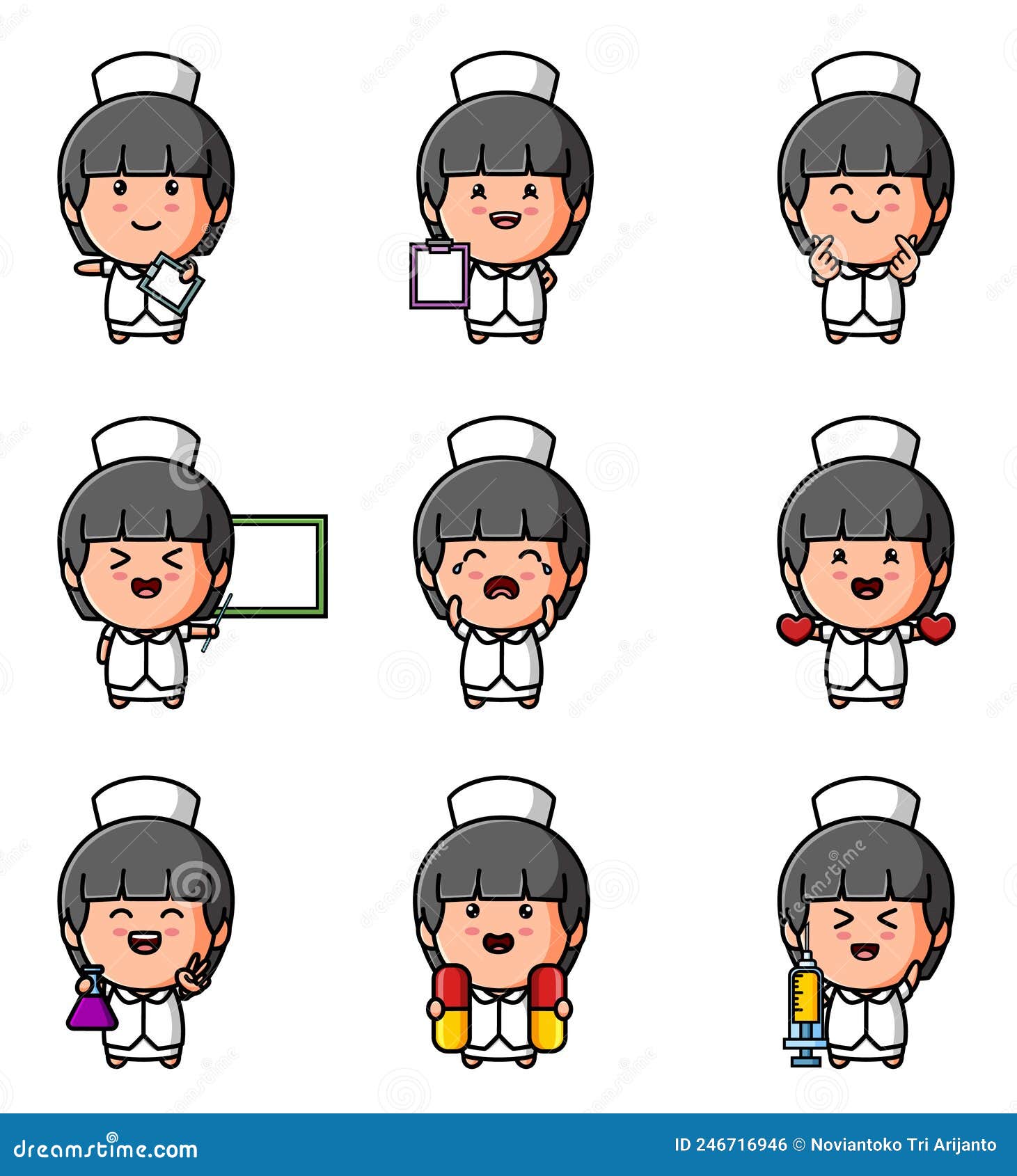 Cute Nurse Character Holding Injection Needle Vector Illustration ...