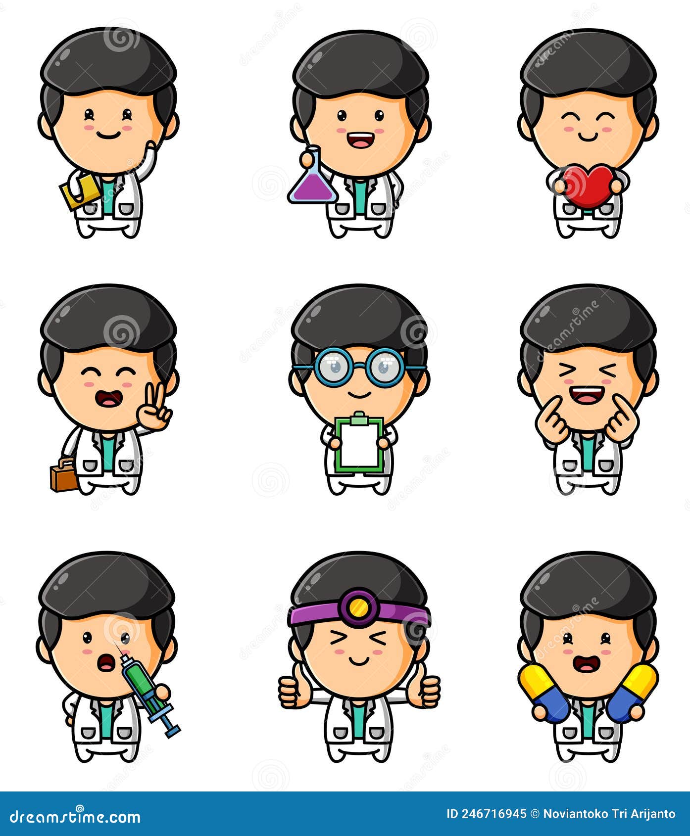 The Collection of the Mascot Scientist in the Laboratory Bundle Set ...