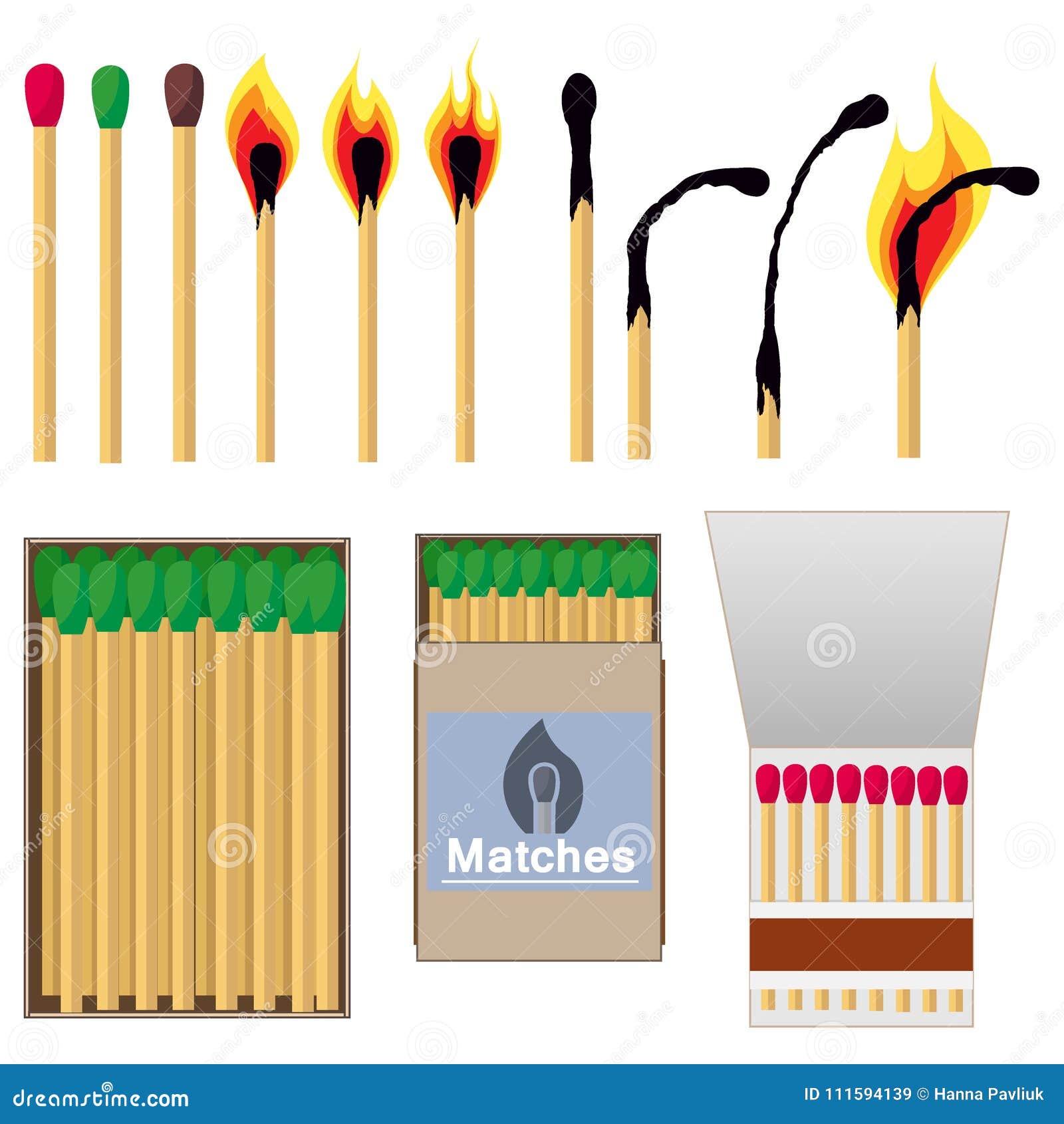 Collection of Matches in Simple Modern Flat Design Stock Vector ...