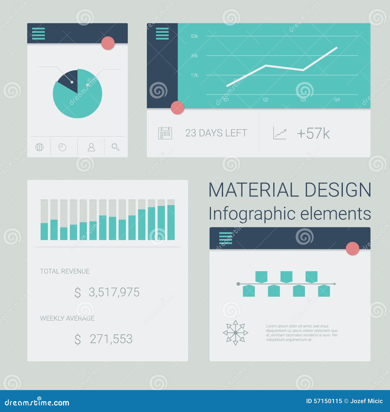 Collection of Material Design Infographics Stock Vector - Illustration ...