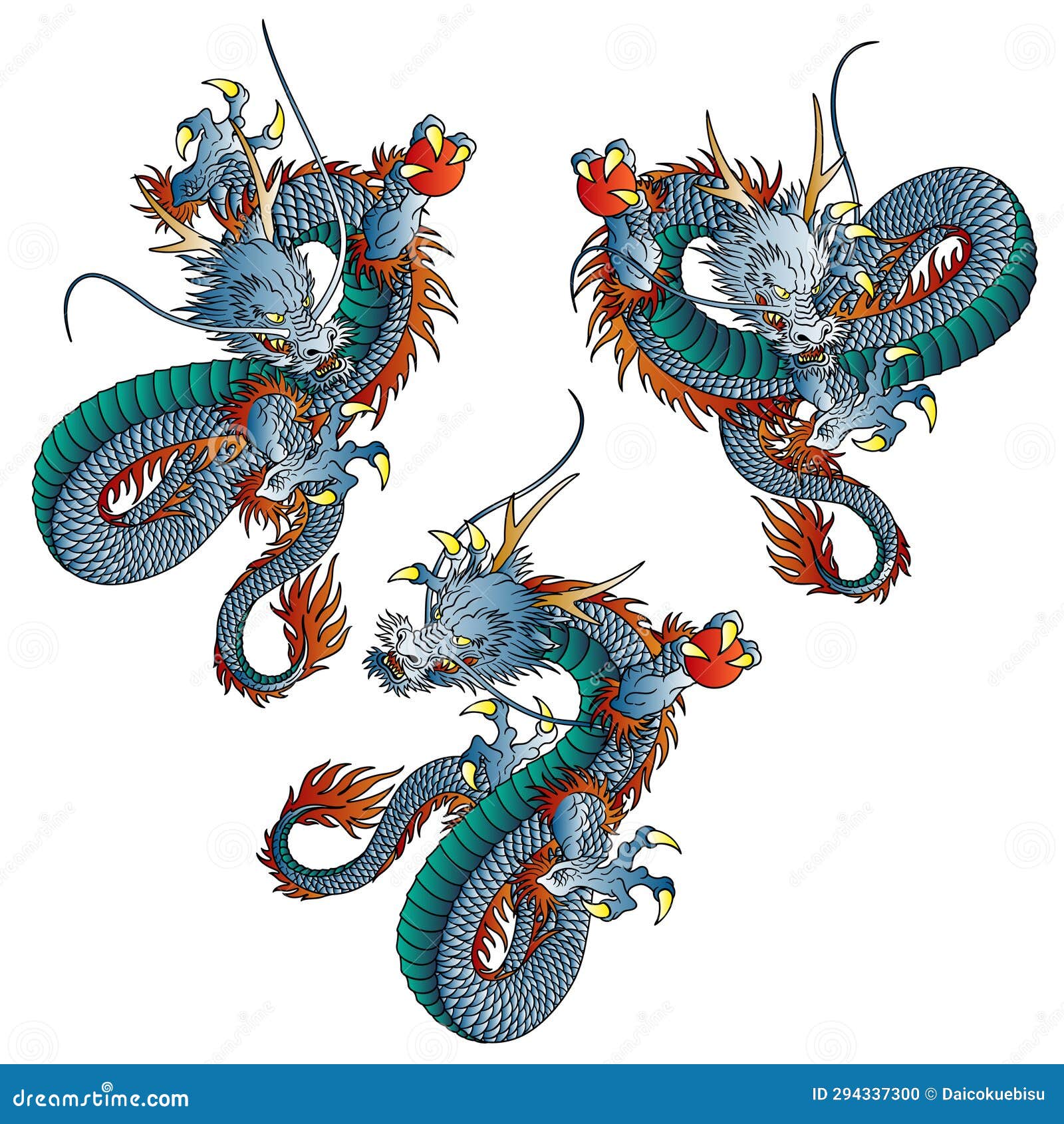 Japanese Classical Dragon Material Collection, Stock Vector ...