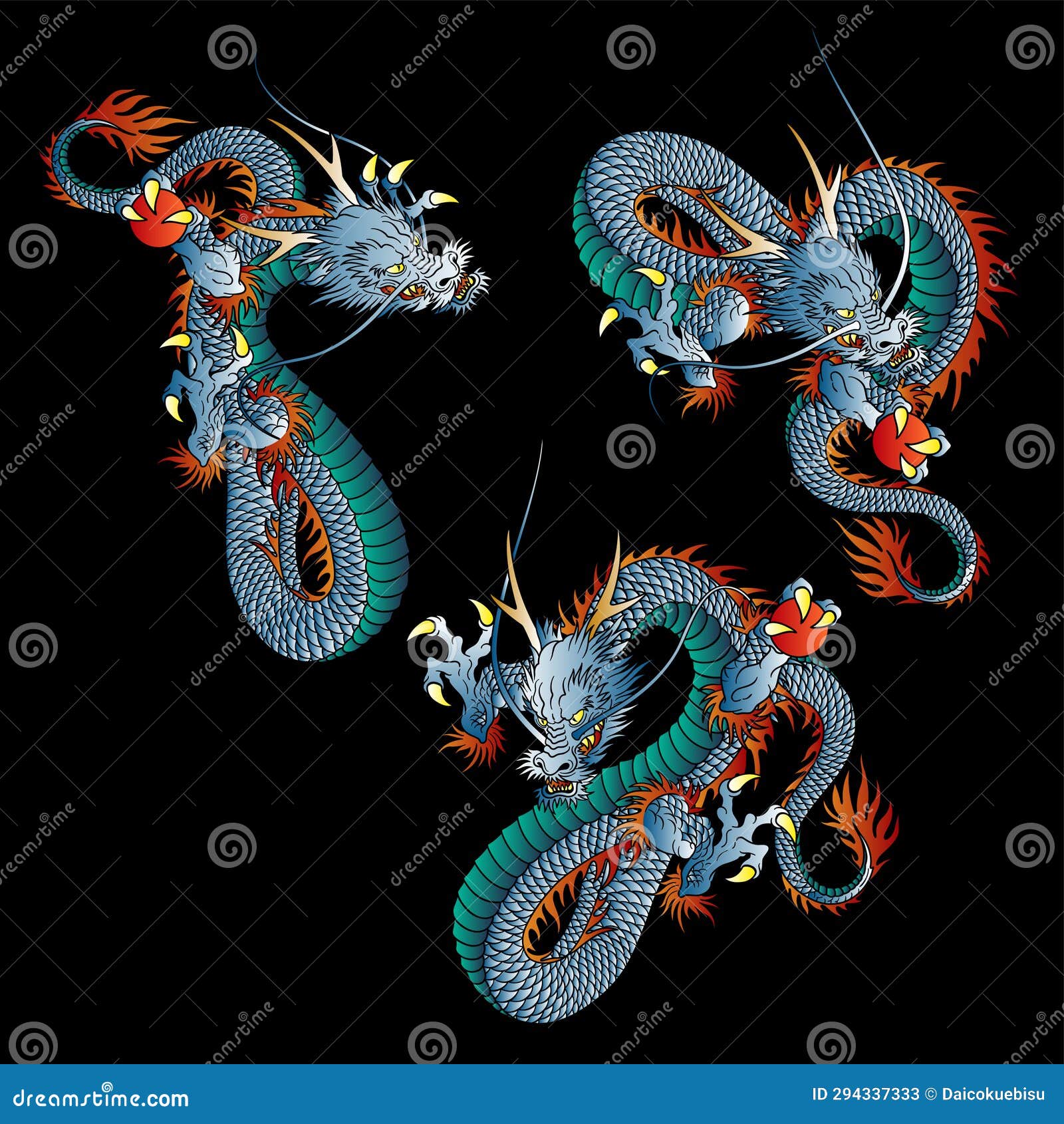 Japanese Classical Dragon Material Collection, Stock Vector ...