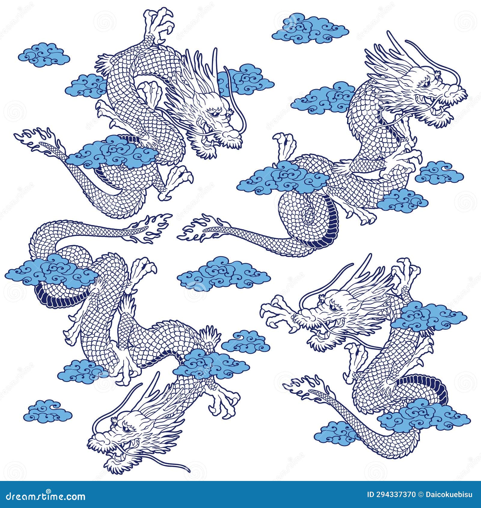 Japanese Classical Dragon Material Collection, Stock Vector ...