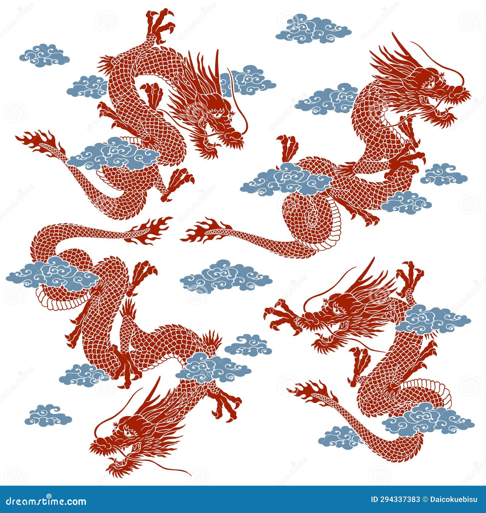 Japanese Classical Dragon Material Collection, Stock Vector ...