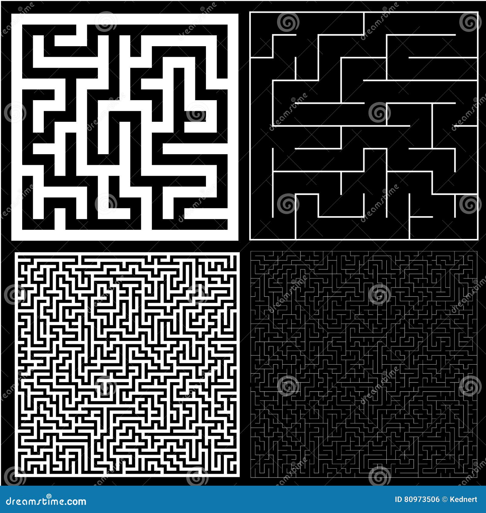 Collection of Maze with Solution. Vector Labyrinth Set. Stock Vector ...
