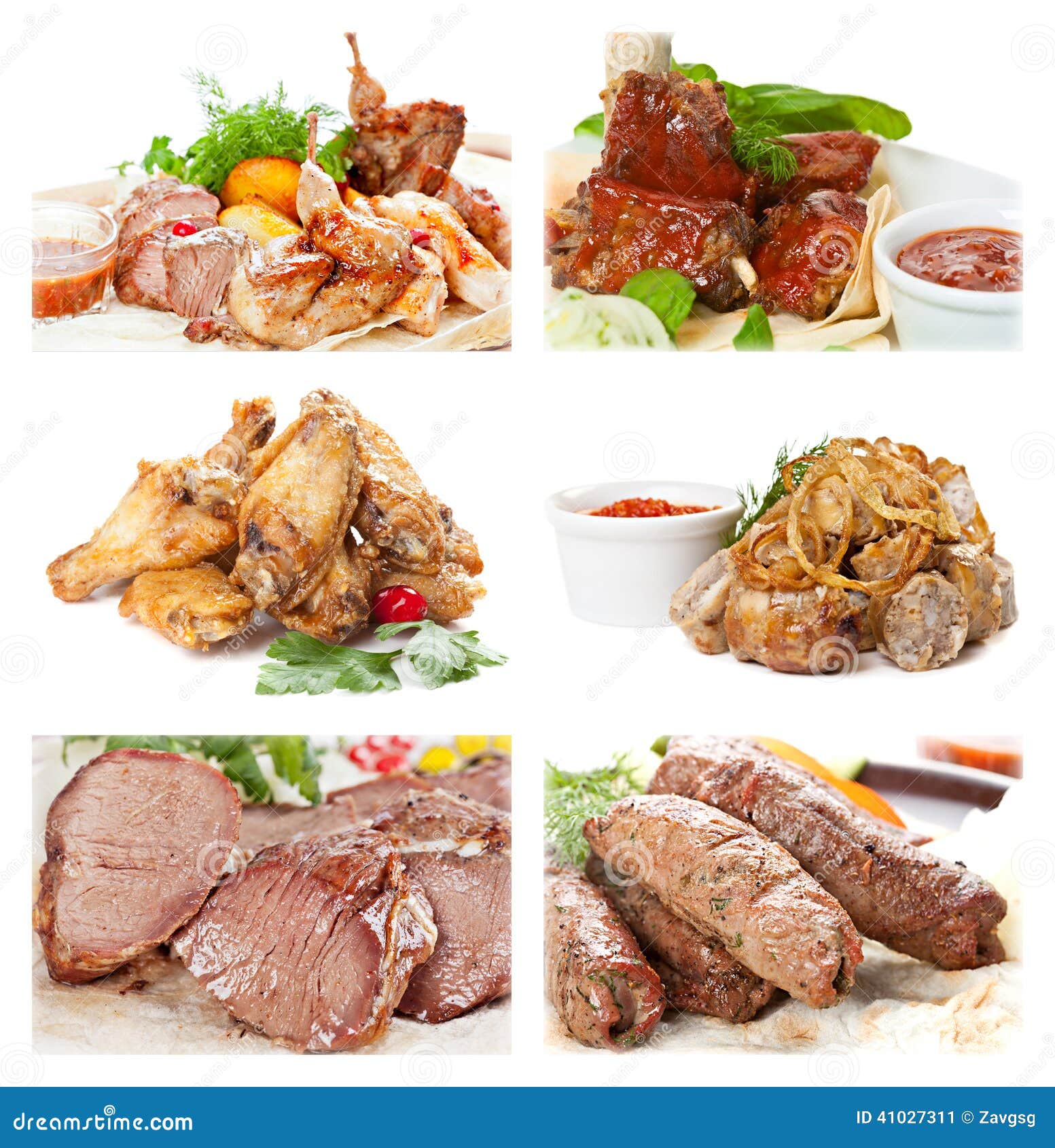Collection of Meat Food on a White Background Stock Image - Image of ...