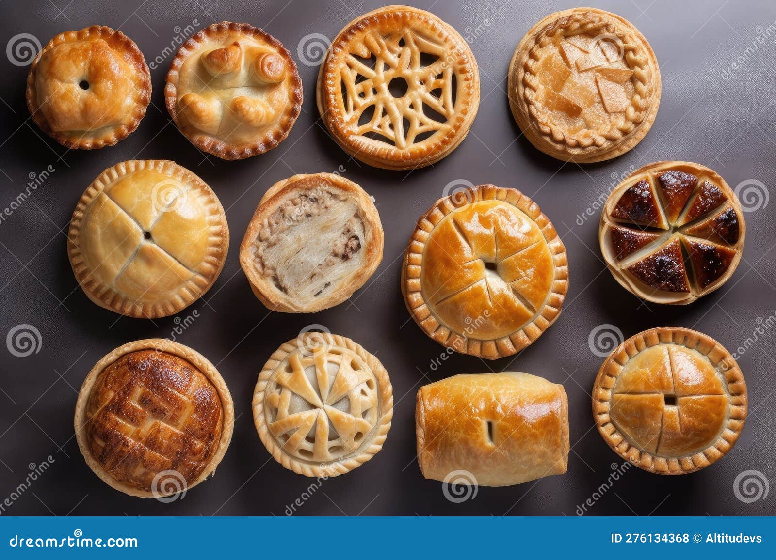 Collection of Meat Pies, Each in Different Shape and Size Stock ...