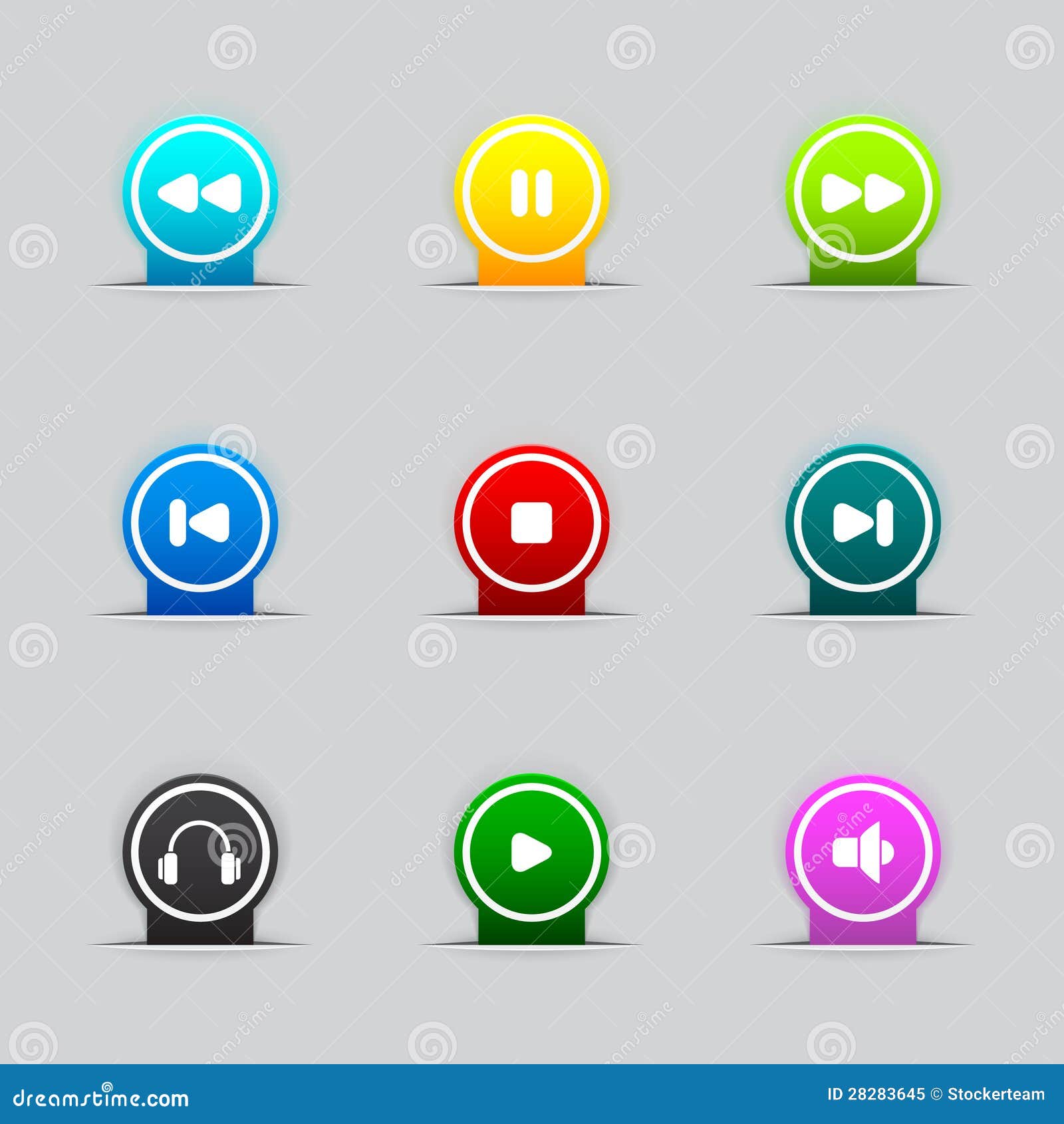 Collection of Media Buttons Icon Stock Illustration - Illustration of ...