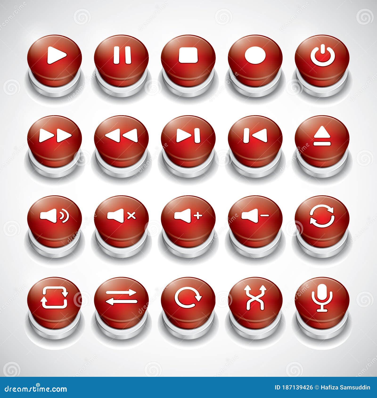 Collection of Media Player Buttons. Vector Illustration Decorative ...