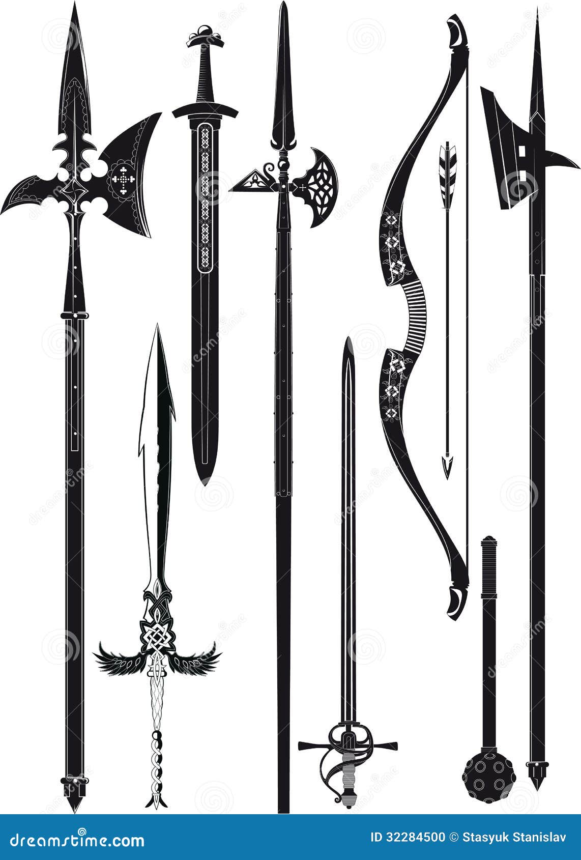 Collection Of Medieval Weapons Stock Photo - Image: 32284500