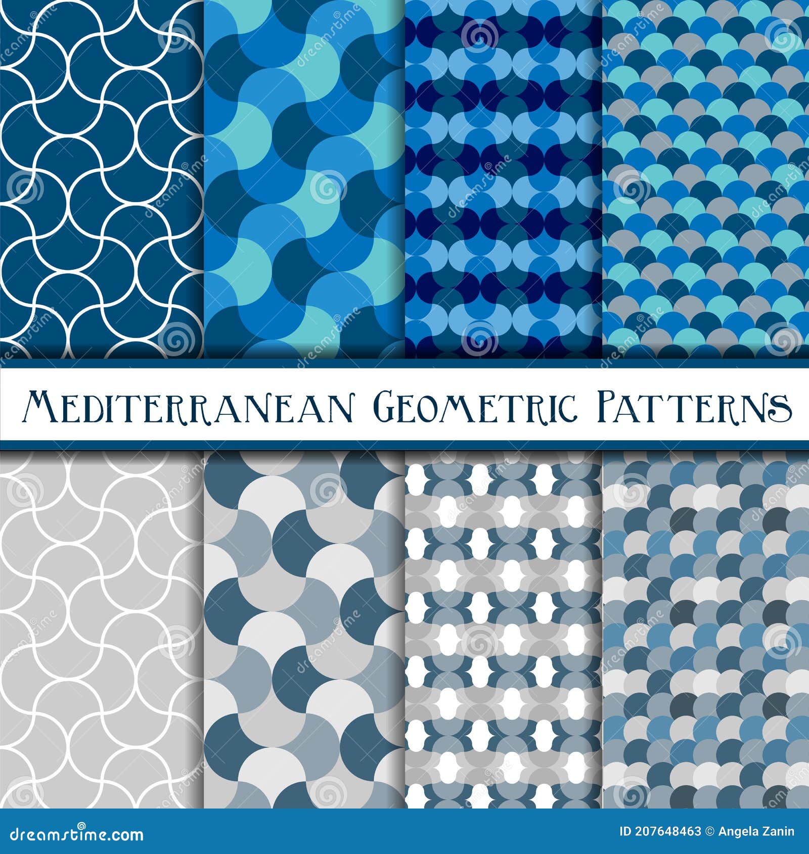 Collection of Mediterranean Geometric Patterns Stock Vector ...