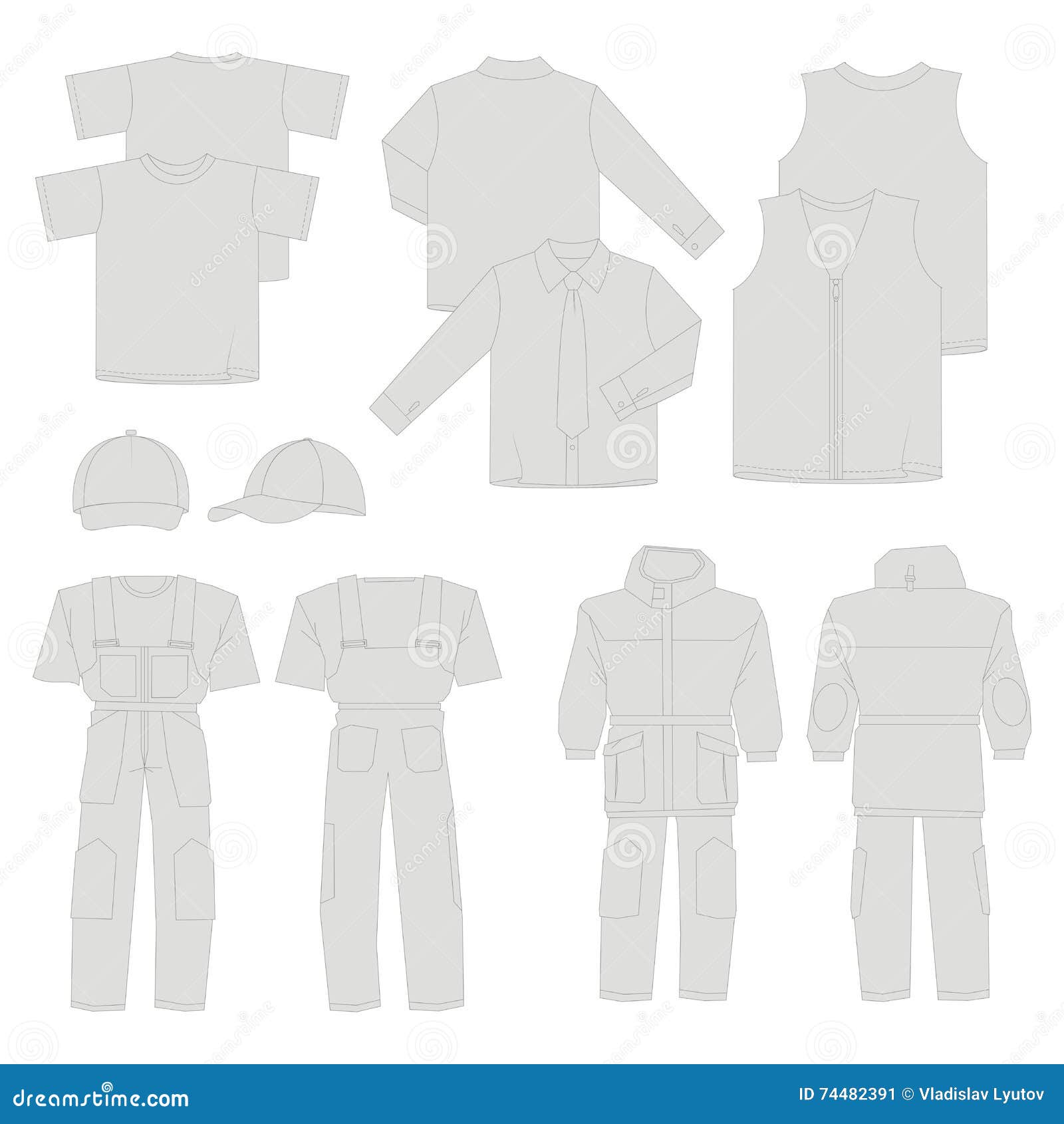Collection of Men Work Clothes Stock Vector - Illustration of baseball ...