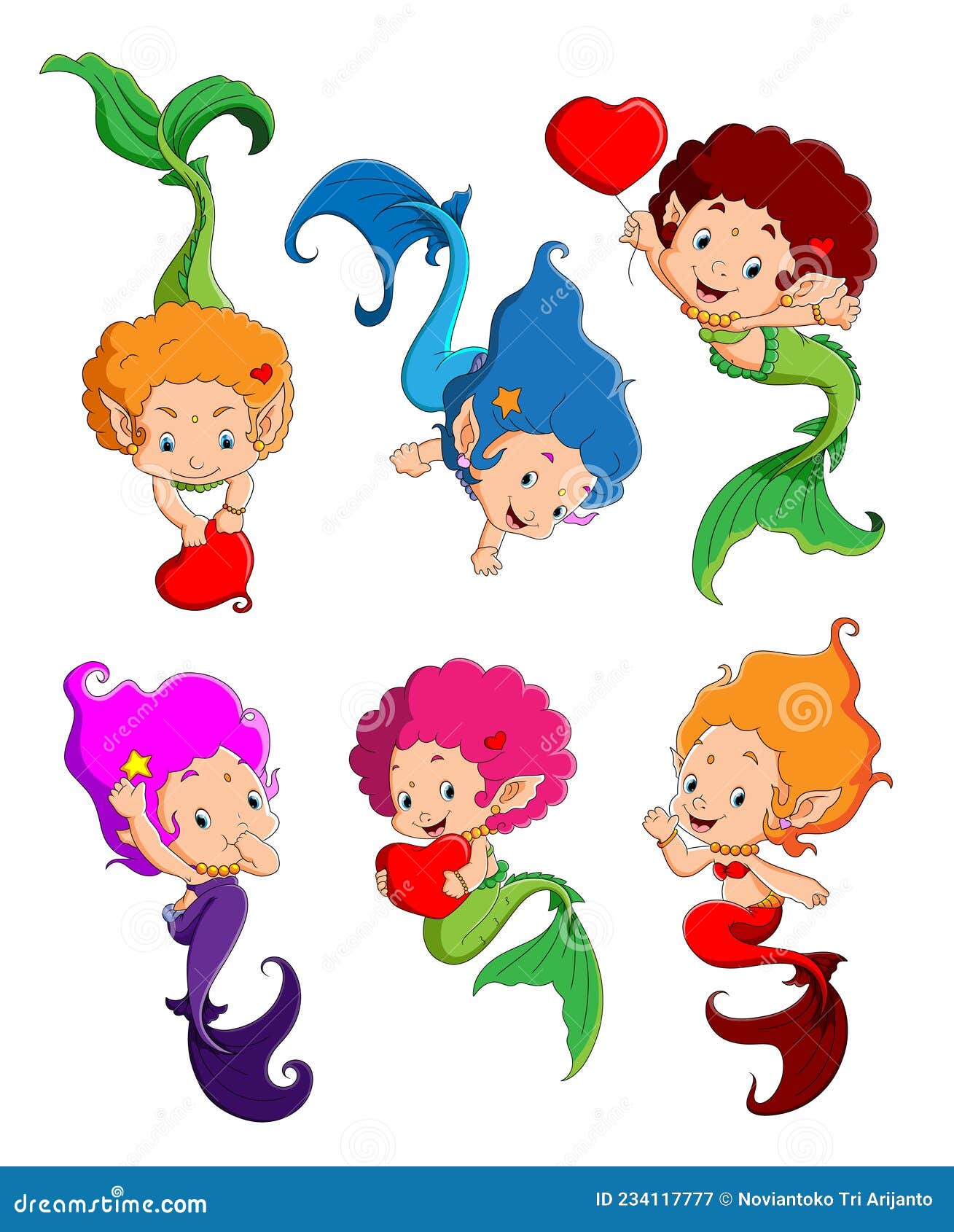The Collection of the Mermaids with the Different Pose Stock Vector ...