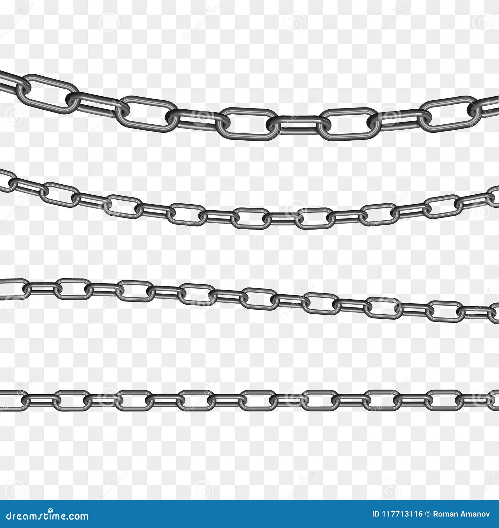 Set of Metal Chain Links Isolated. Vector Illustration Stock Vector ...