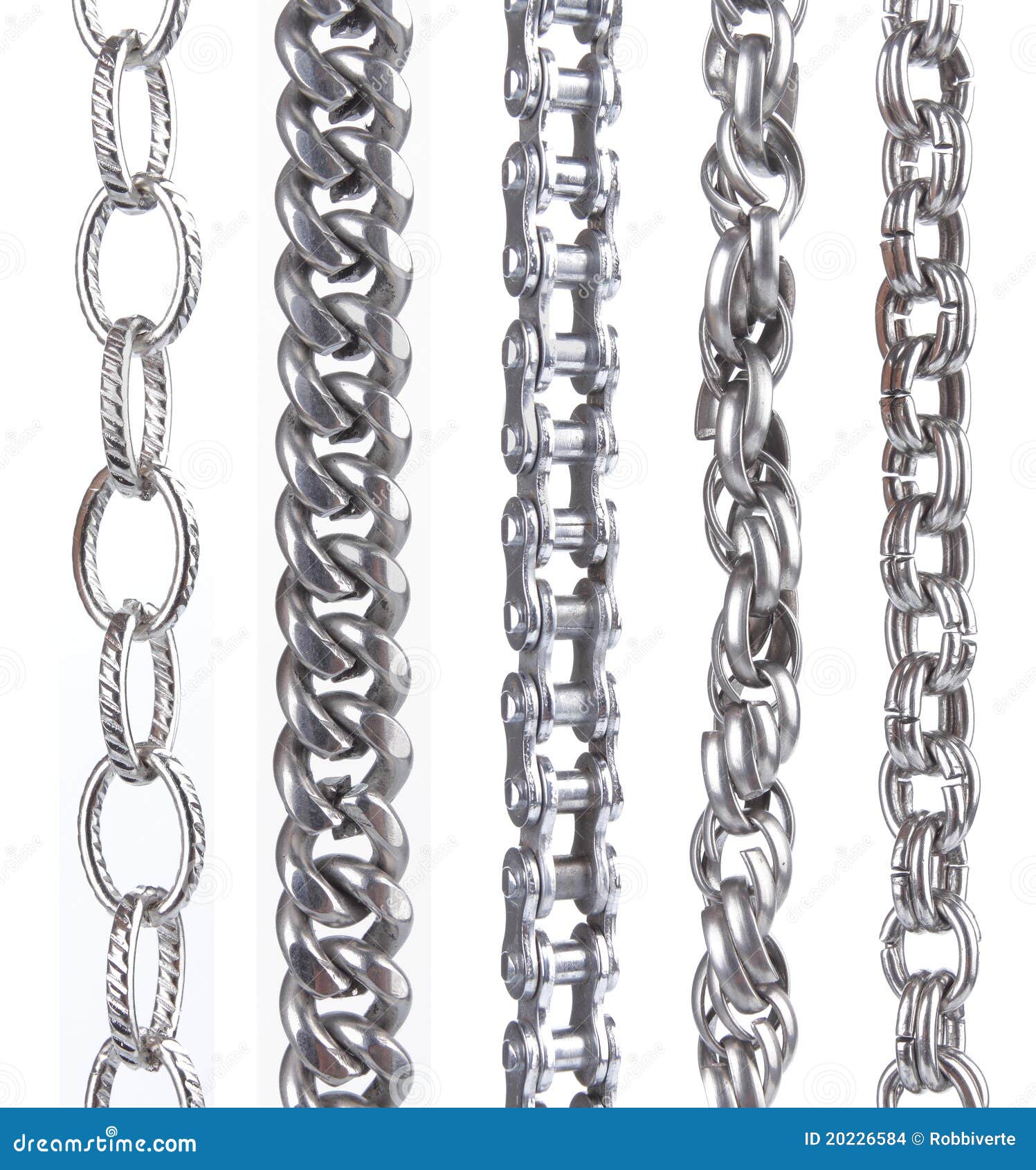 Collection of Metal Chain Parts on White Stock Photo - Image of ...
