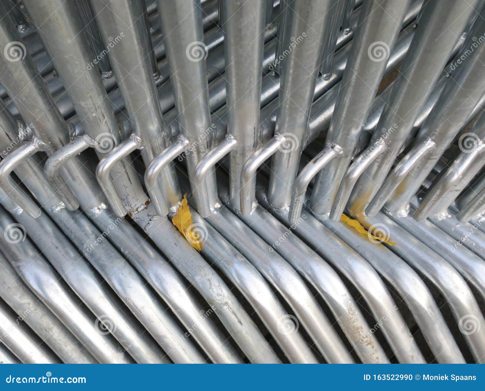 Collection of Metal Fences in a Row on the Sidewalk Stock Photo - Image ...