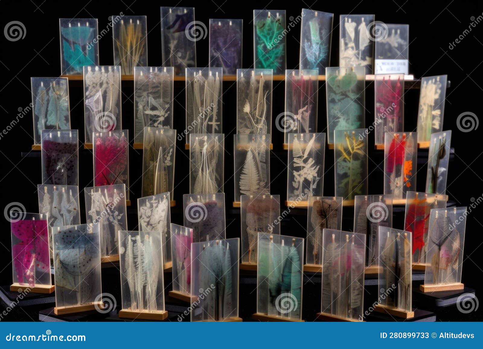 Collection of Microscope Slides, Each Showcasing a Different Specimen ...