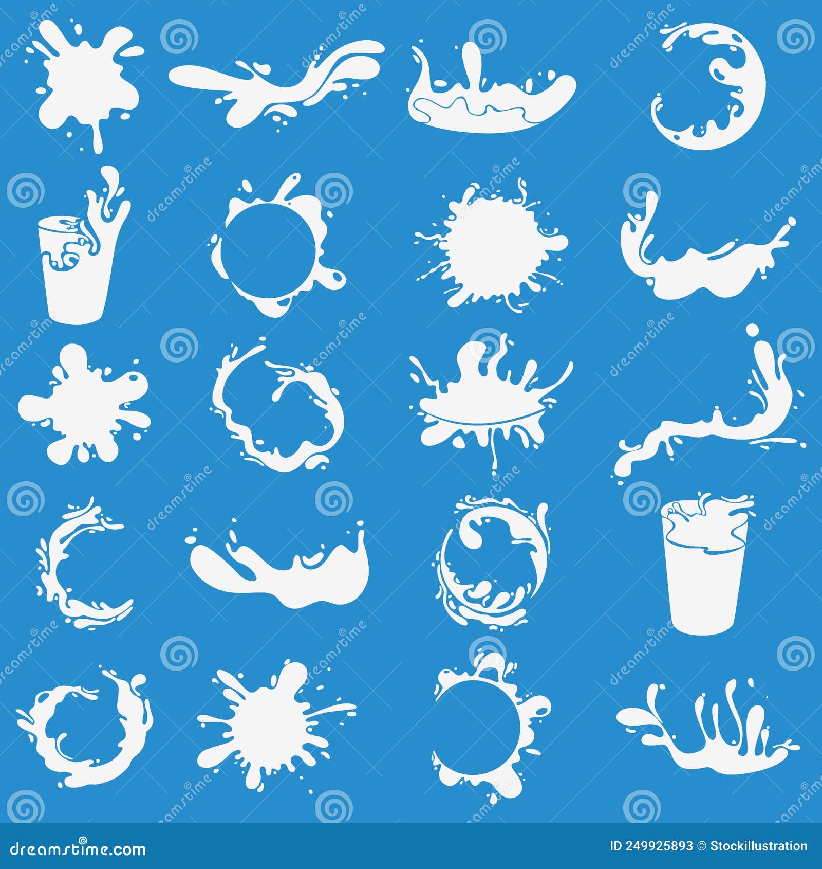 Collection of Milk Splash, Drops and Swirl in Different Shape Stock ...