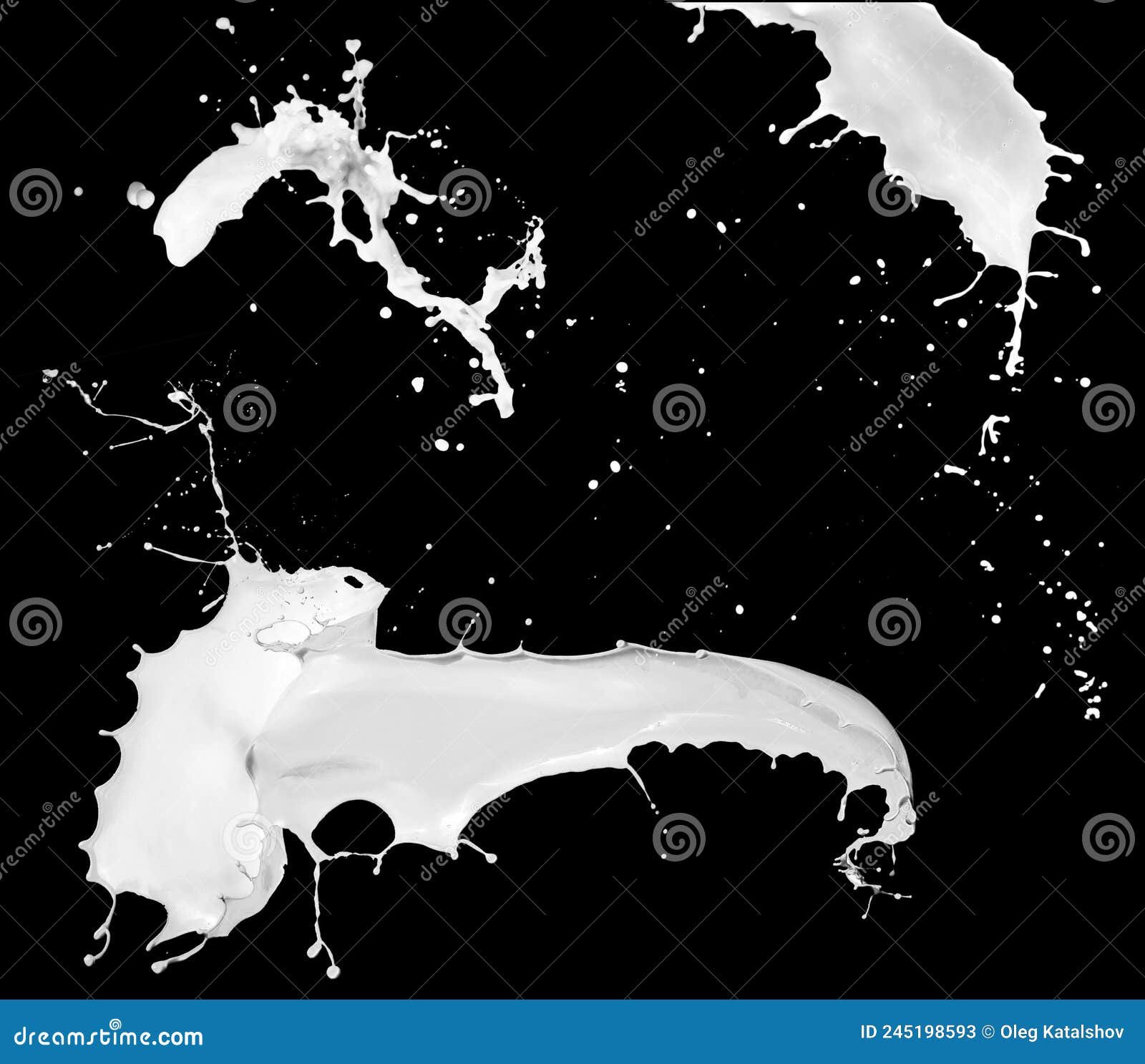 Collection of Milk Splashes. Isolated Milkshake Splashes. Stock ...