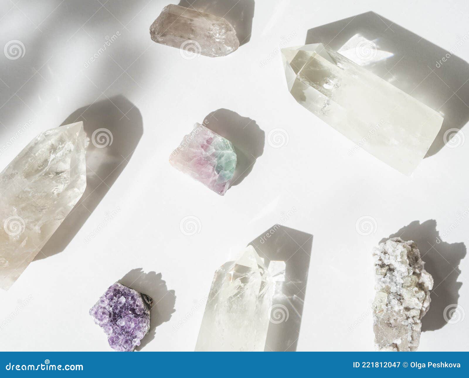 Collection of Minerals on a White Background with Shadows Stock Image ...