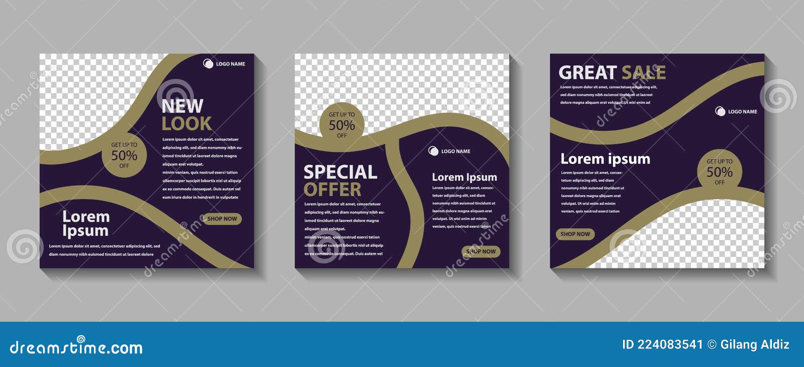 A Collection of Minimal Editable Square Banner Templates Stock Vector ...