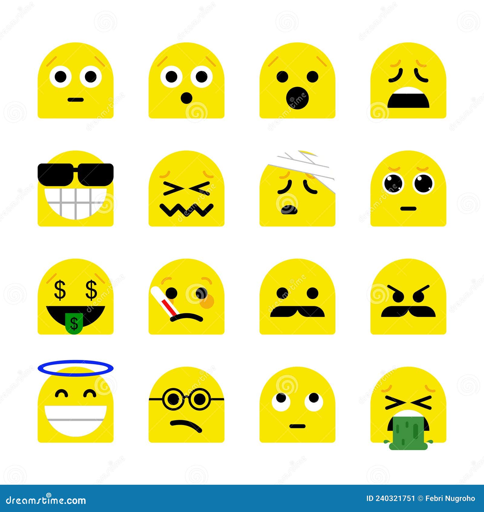Collection of Mixed Yellow Emoji Stock Vector - Illustration of ...