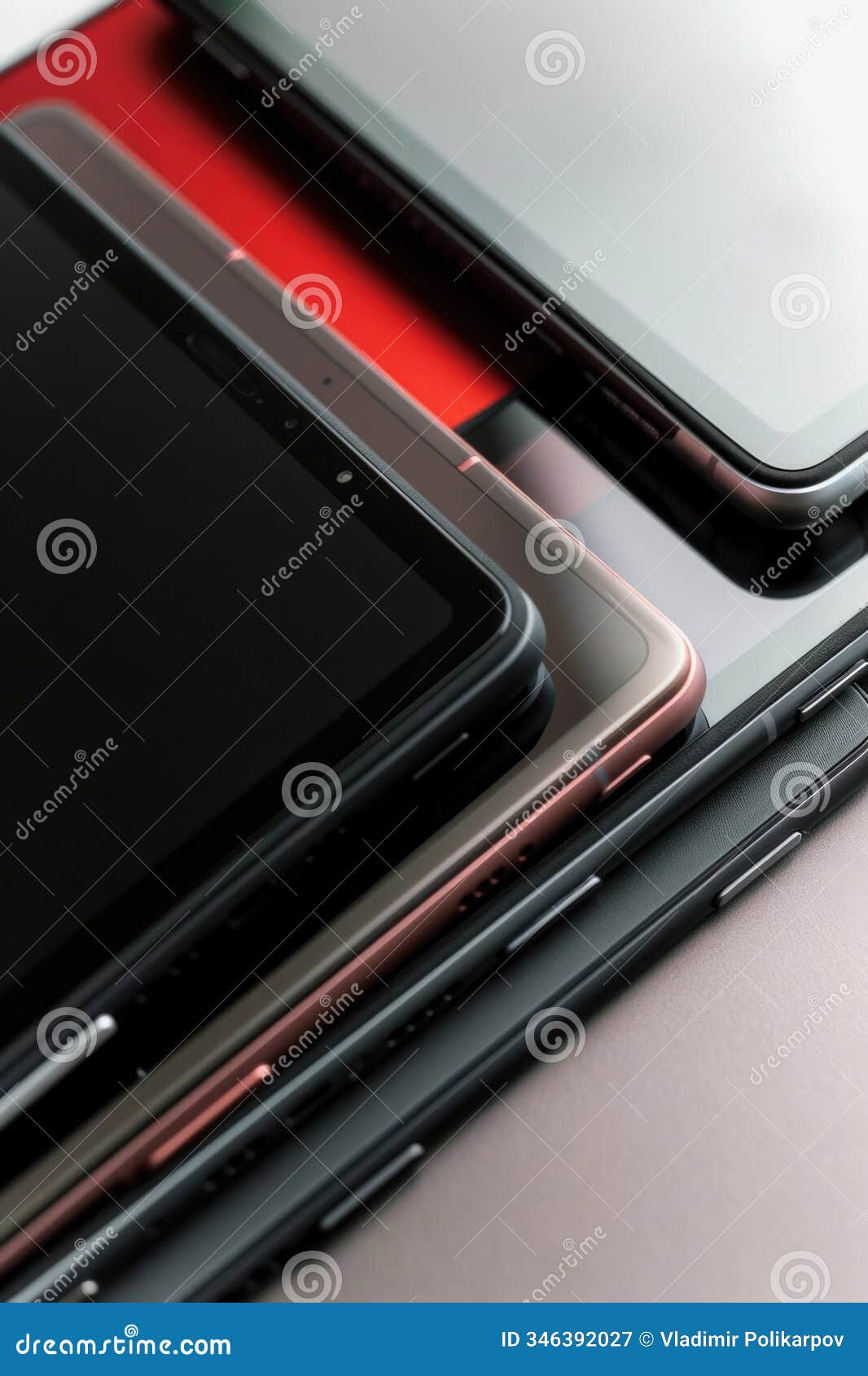 A Collection of Mobile Devices Captured from a Tight Angle Stock Image ...
