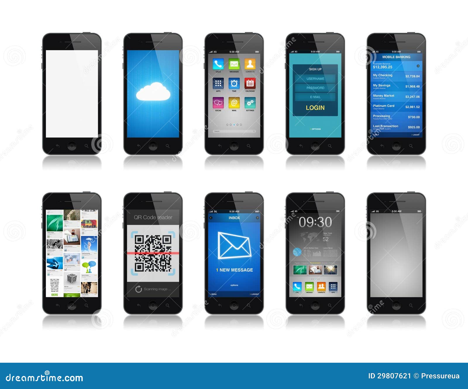 Smartphone collection stock illustration. Illustration of data - 29807621