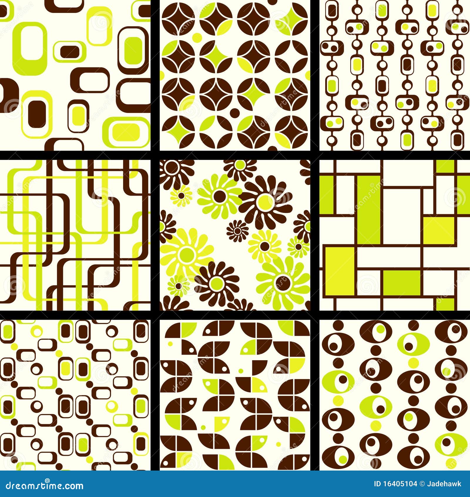Collection of Mod Seamless Patterns in Green Stock Vector ...