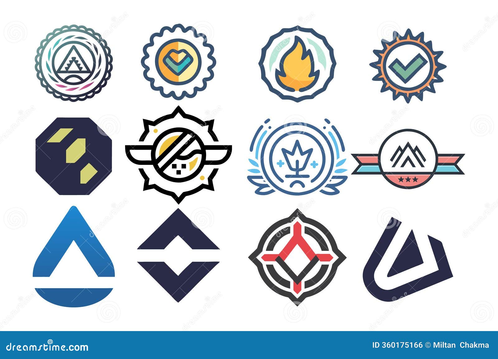 Collection of Colorful Flat Design Logos and Badges Stock Illustration - Illustration of palette ...