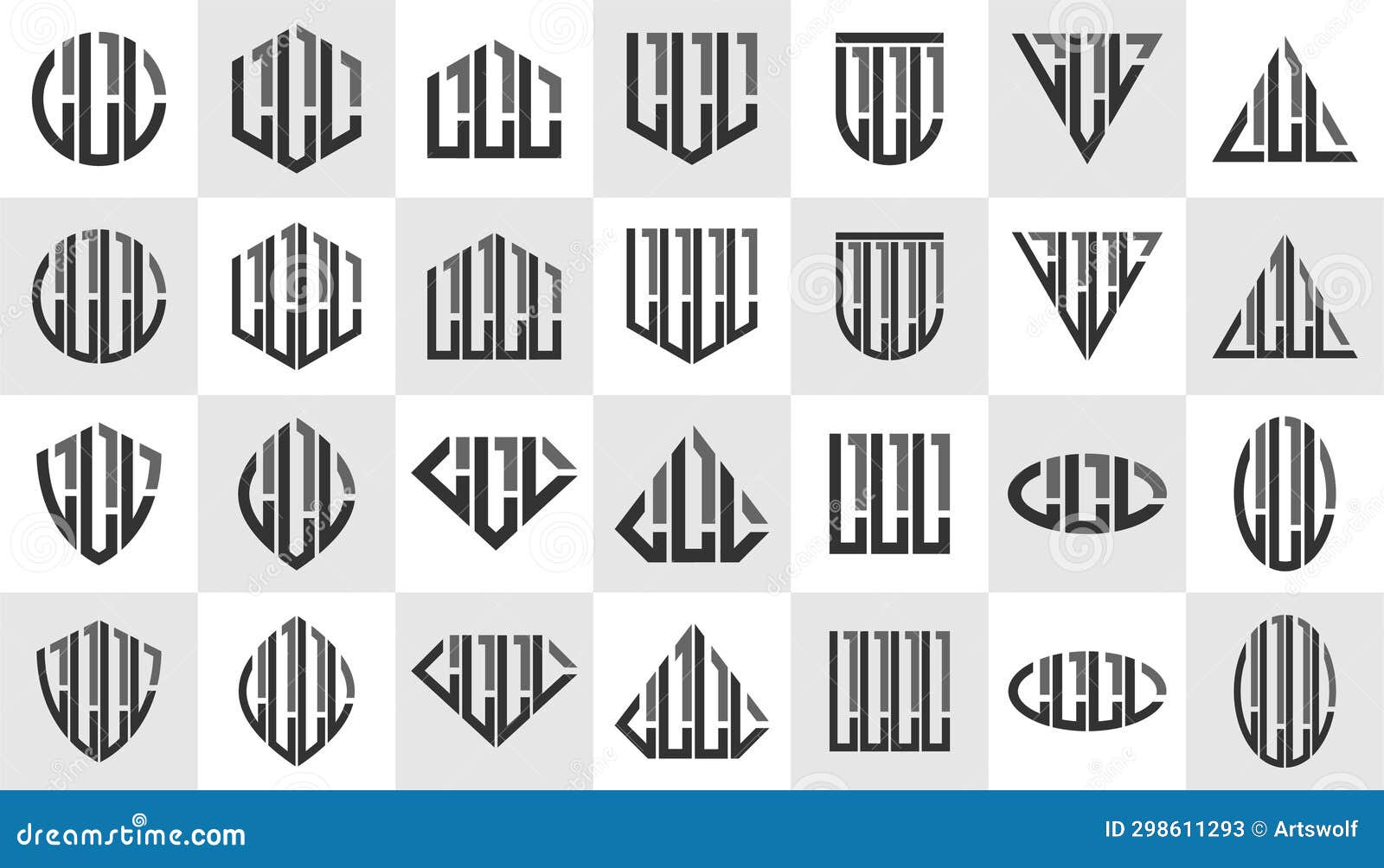 Collection of Modern Line Shape Initial Letter L LLL LLLL Logo Design ...