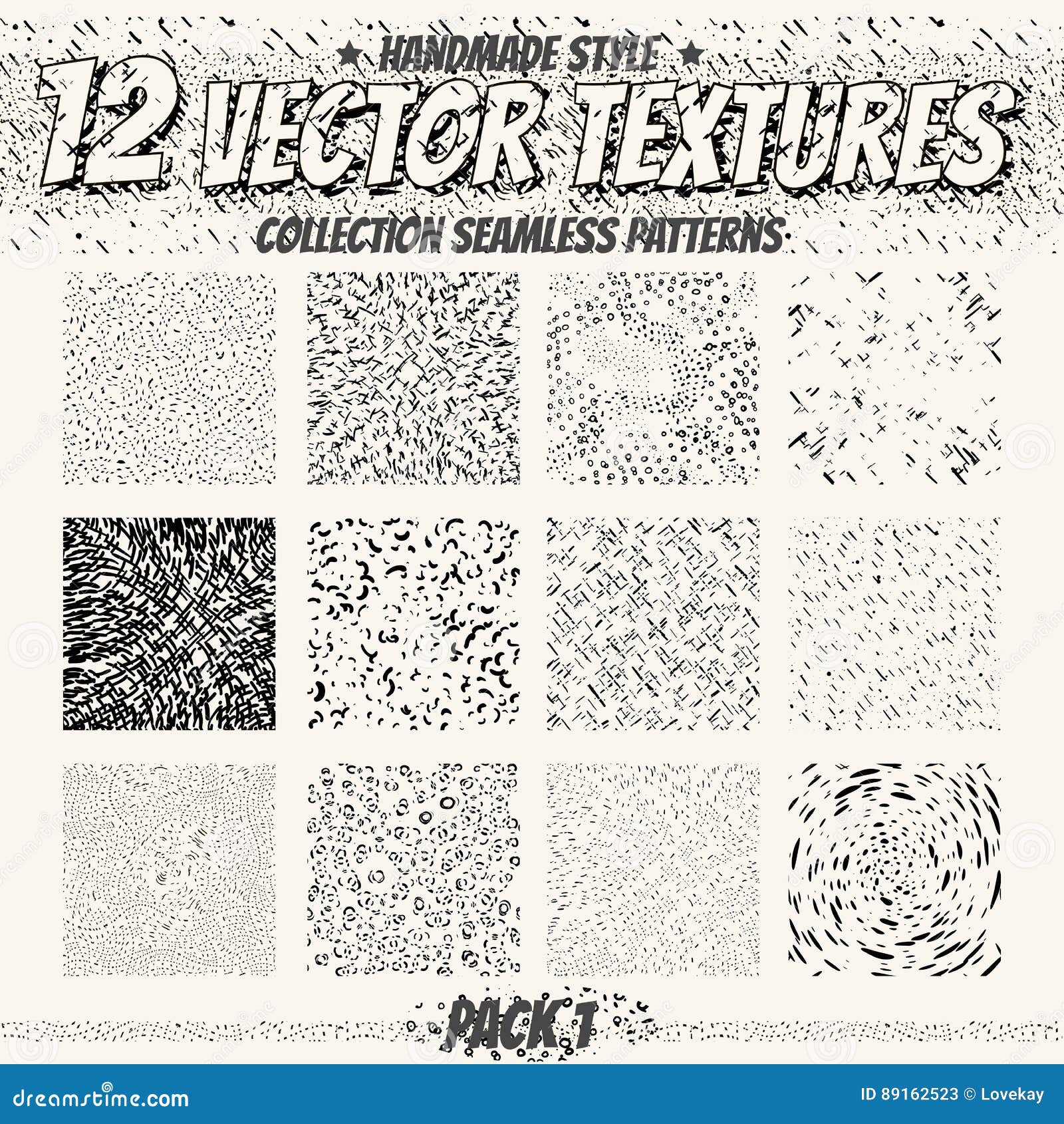 Collection Monochrome Seamless Textures for Digital Design. Vector ...