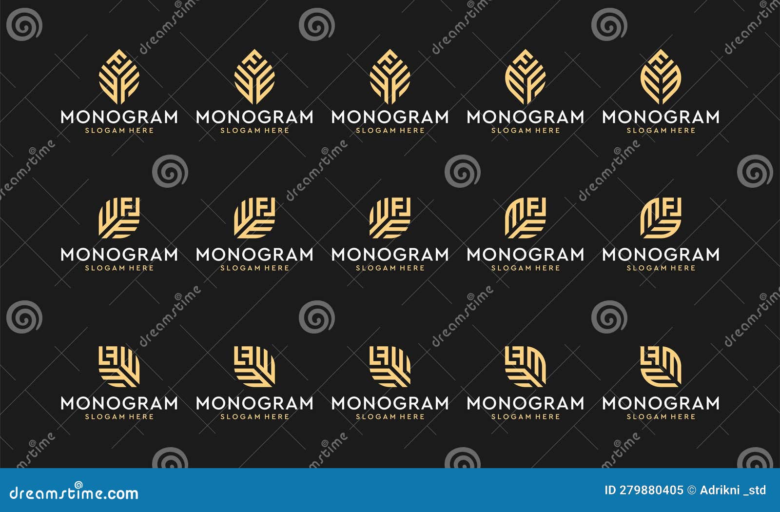 A Collection of Monogram Logos with Leaf Shapes. Vector Premium Stock ...