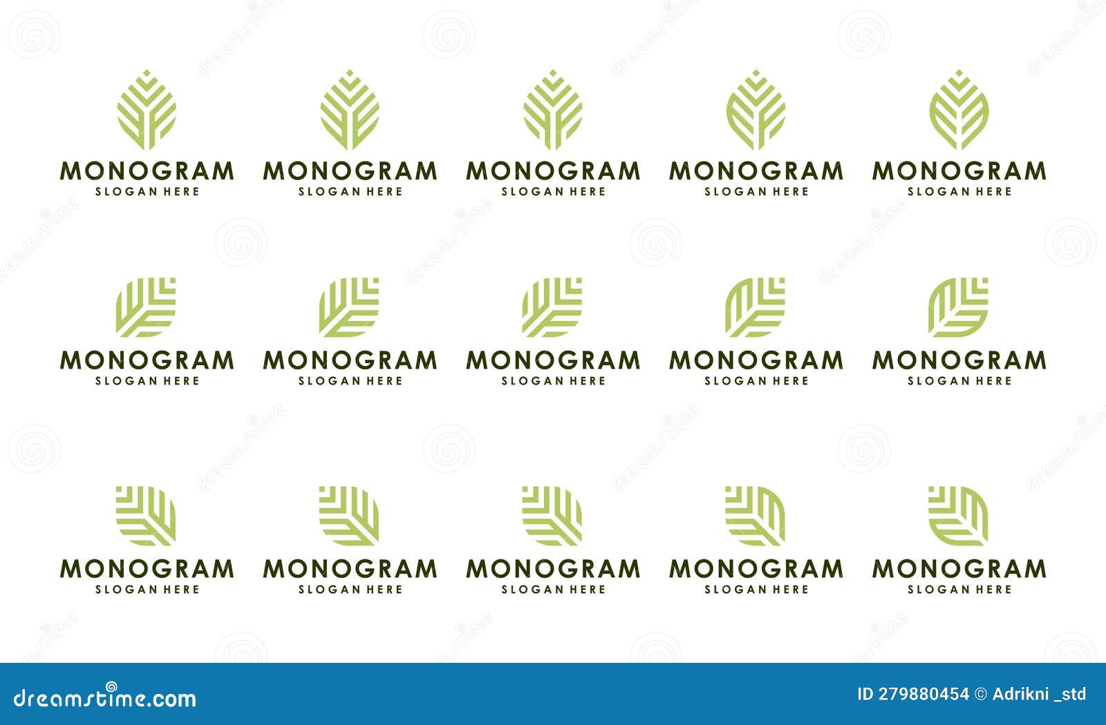 A Collection of Monogram Logos with Leaf Shapes. Vector Premium Stock ...