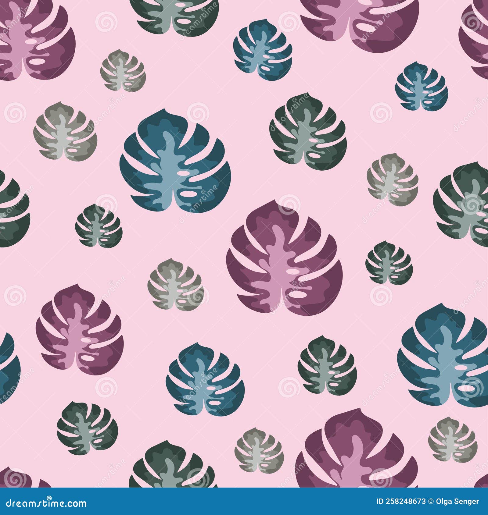 A Pink Monstera Leaves Summer Pattern Stock Vector - Illustration of ...