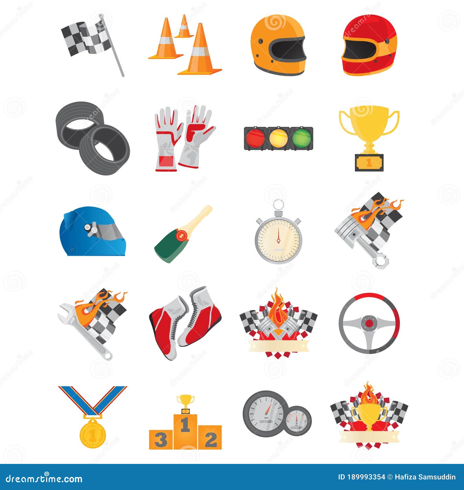 Collection of Motor Race Icons. Vector Illustration Decorative Design ...