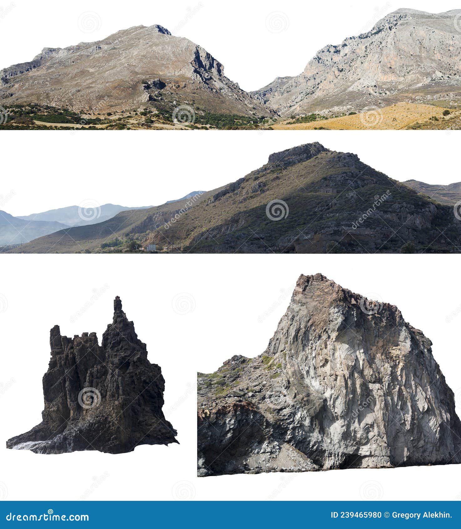 Collection of Mountain Isolate on White Background Stock Photo - Image ...