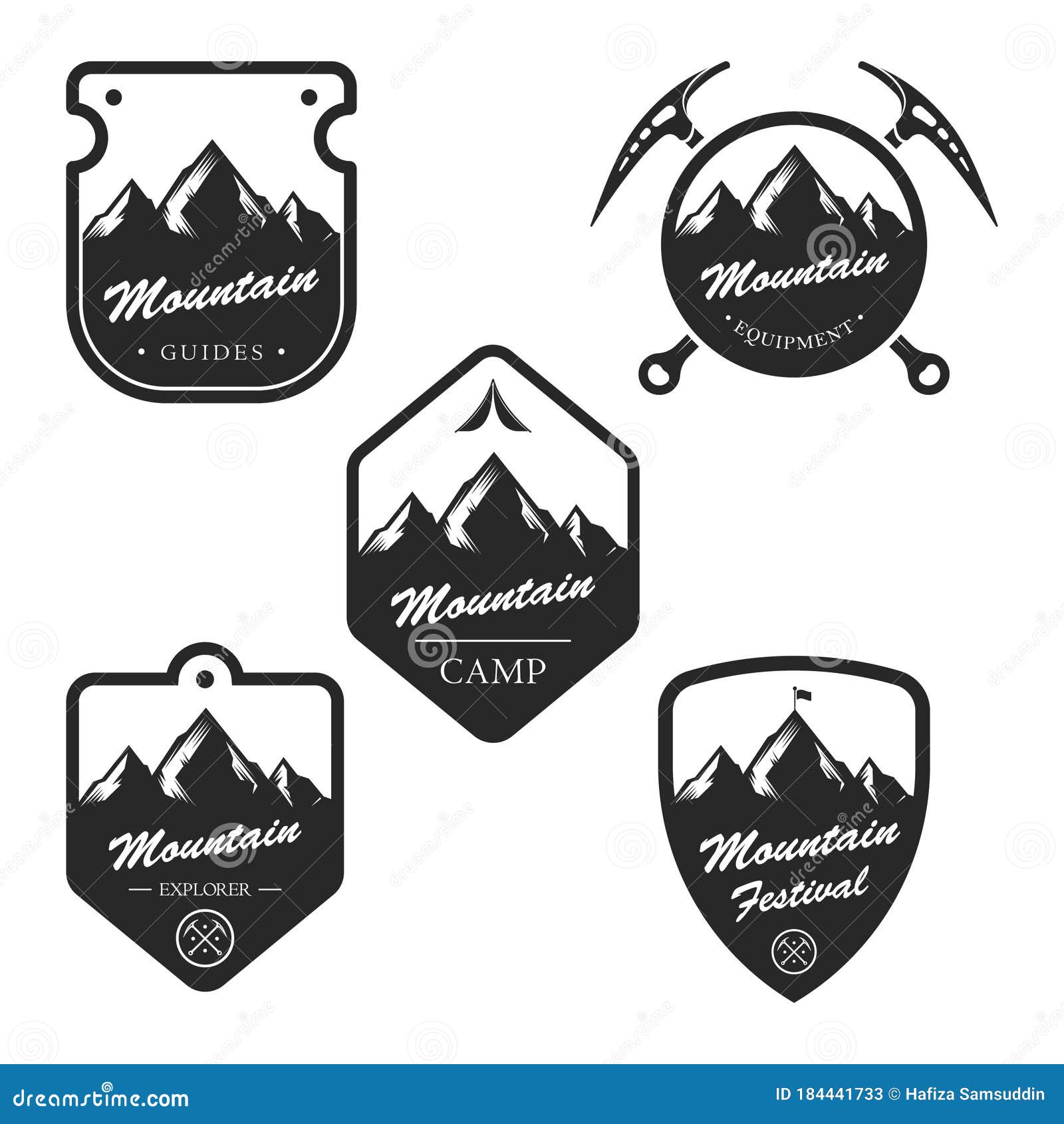 Mountain Labels. Hiking Emblems, Mountains Emblem Badges And Outdoors ...